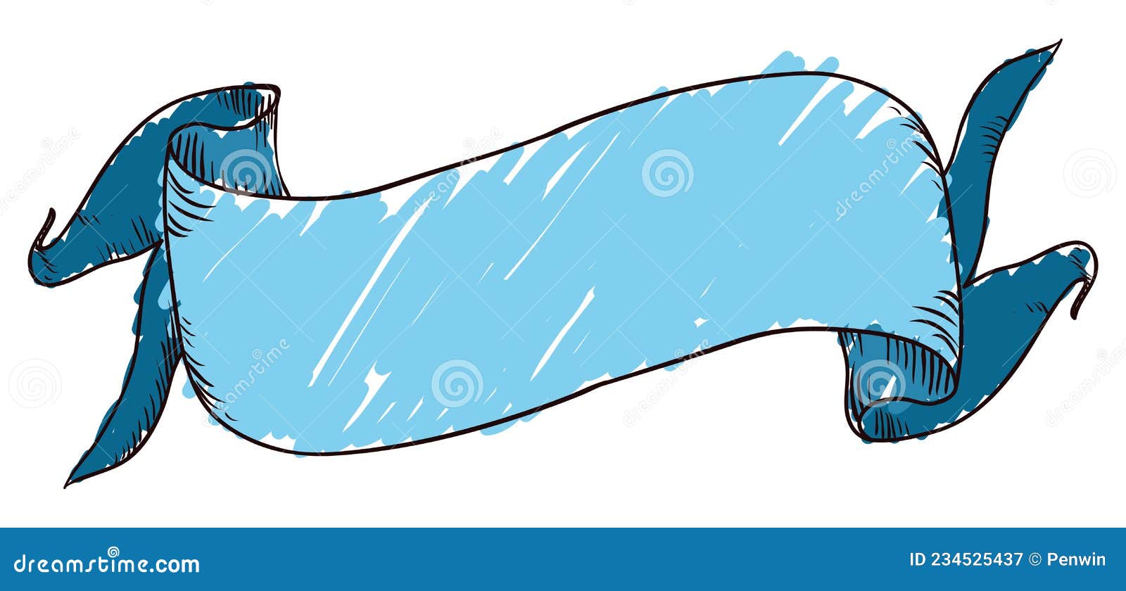Ribbon in Hand Drawn Style with Blue Paint, Vector Illustration Stock ...