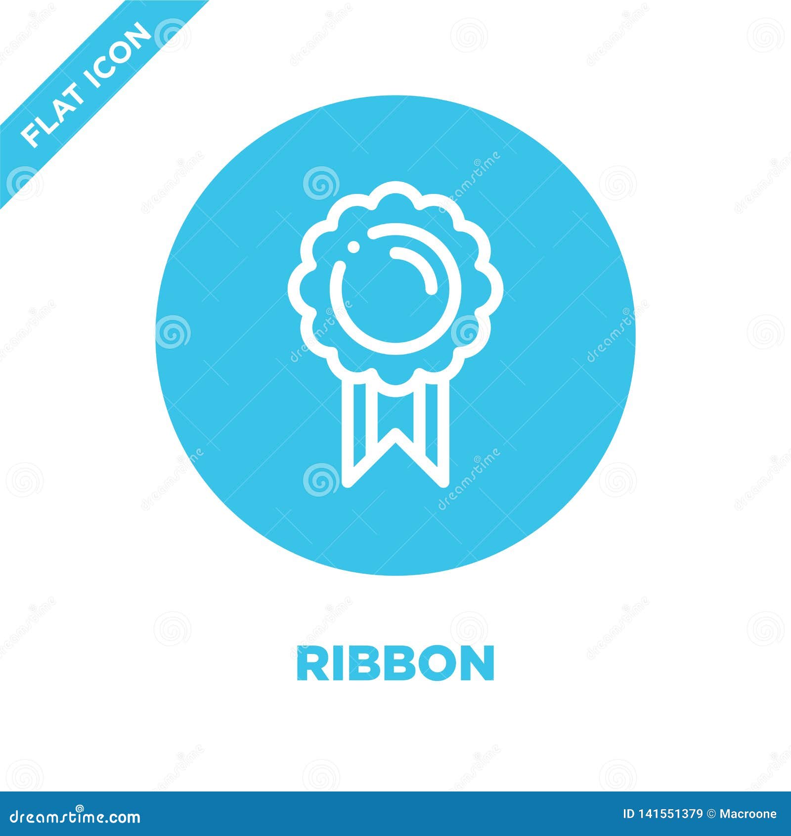 Ribbon Icon Vector. Thin Line Ribbon Outline Icon Vector Illustration ...