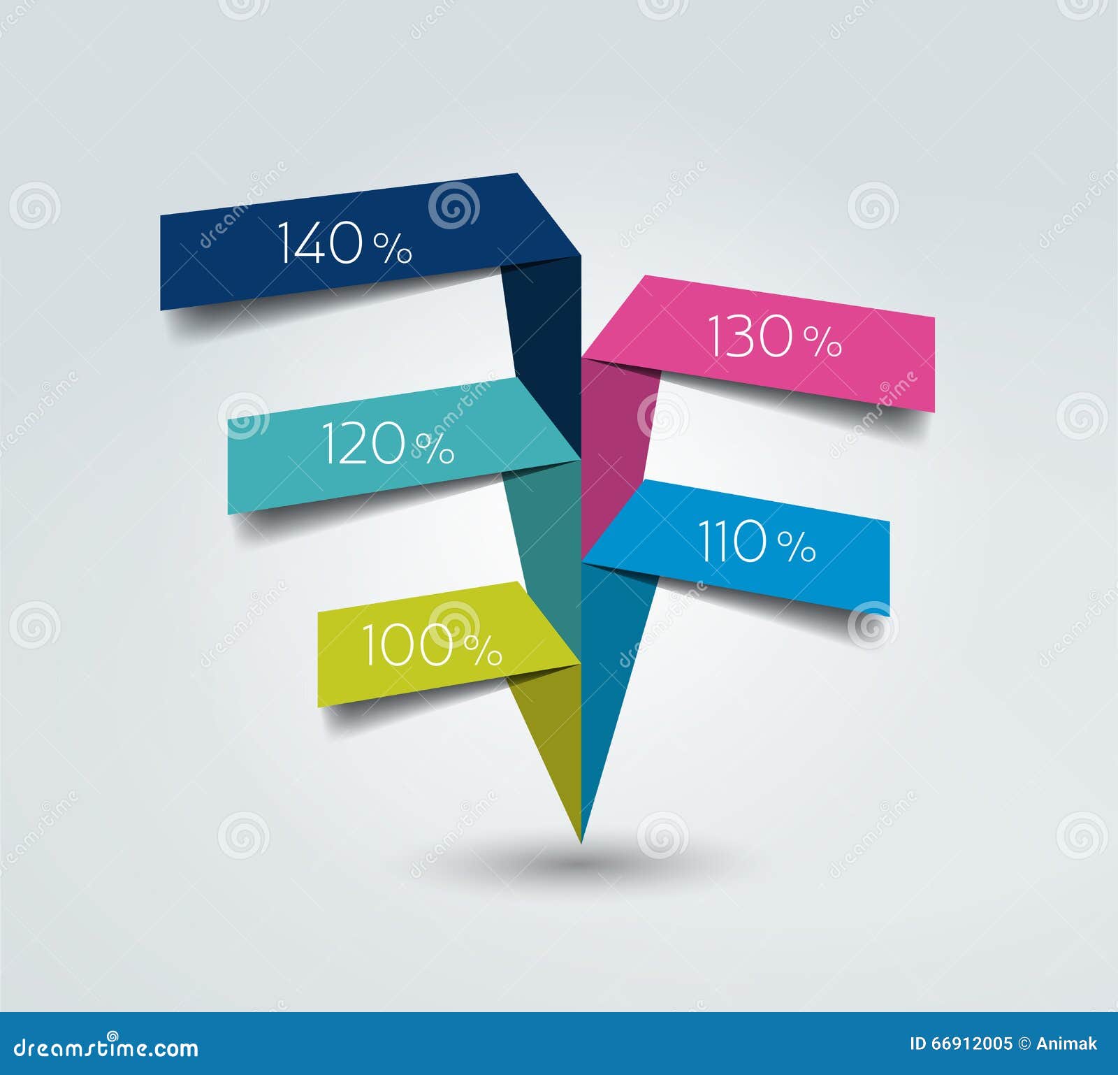 Ribbon Infographic. Branched Banner from One Point Stock Vector ...