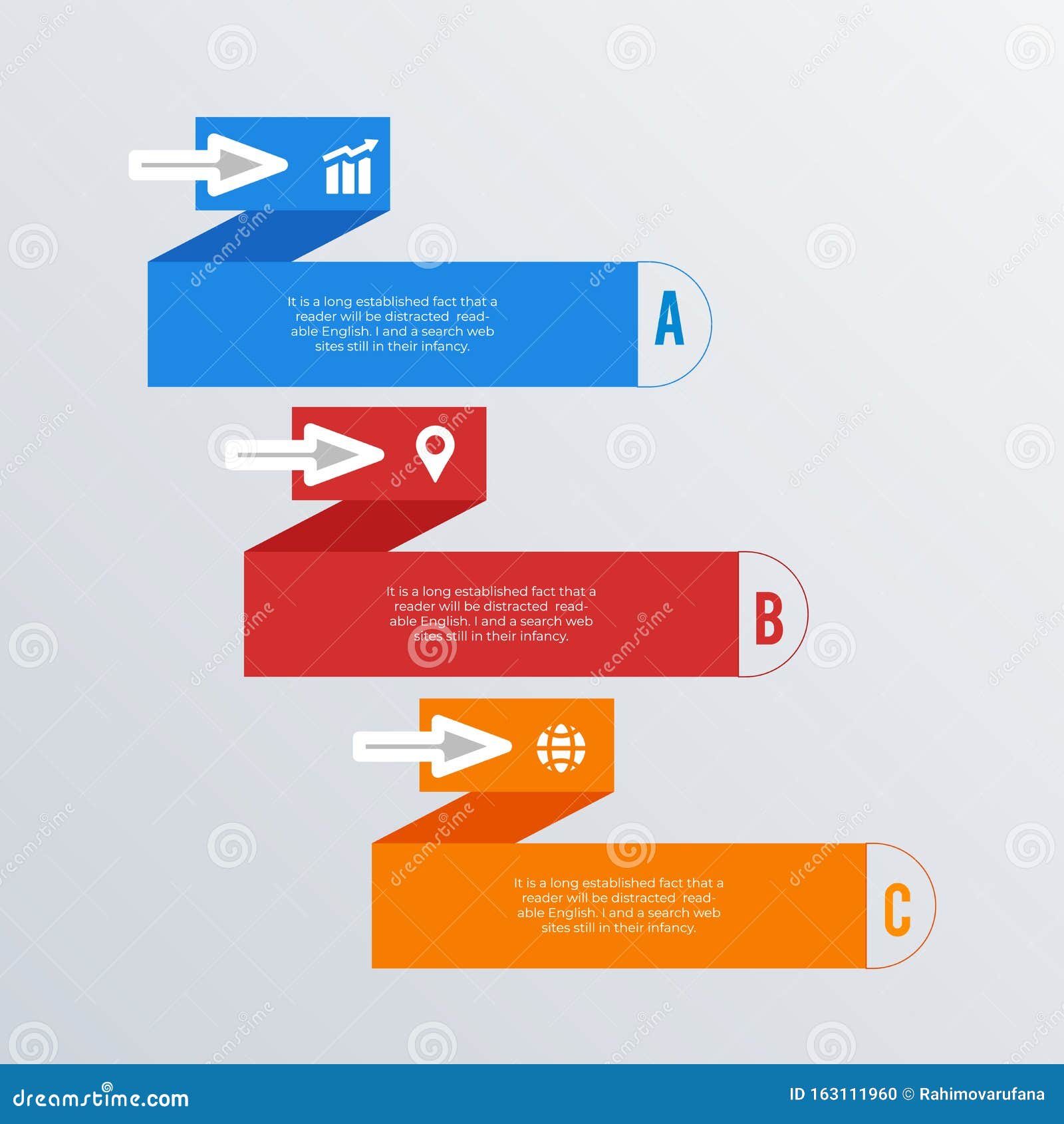 Ribbon Infographic Template Design. Business Concept Infograph with 3 ...