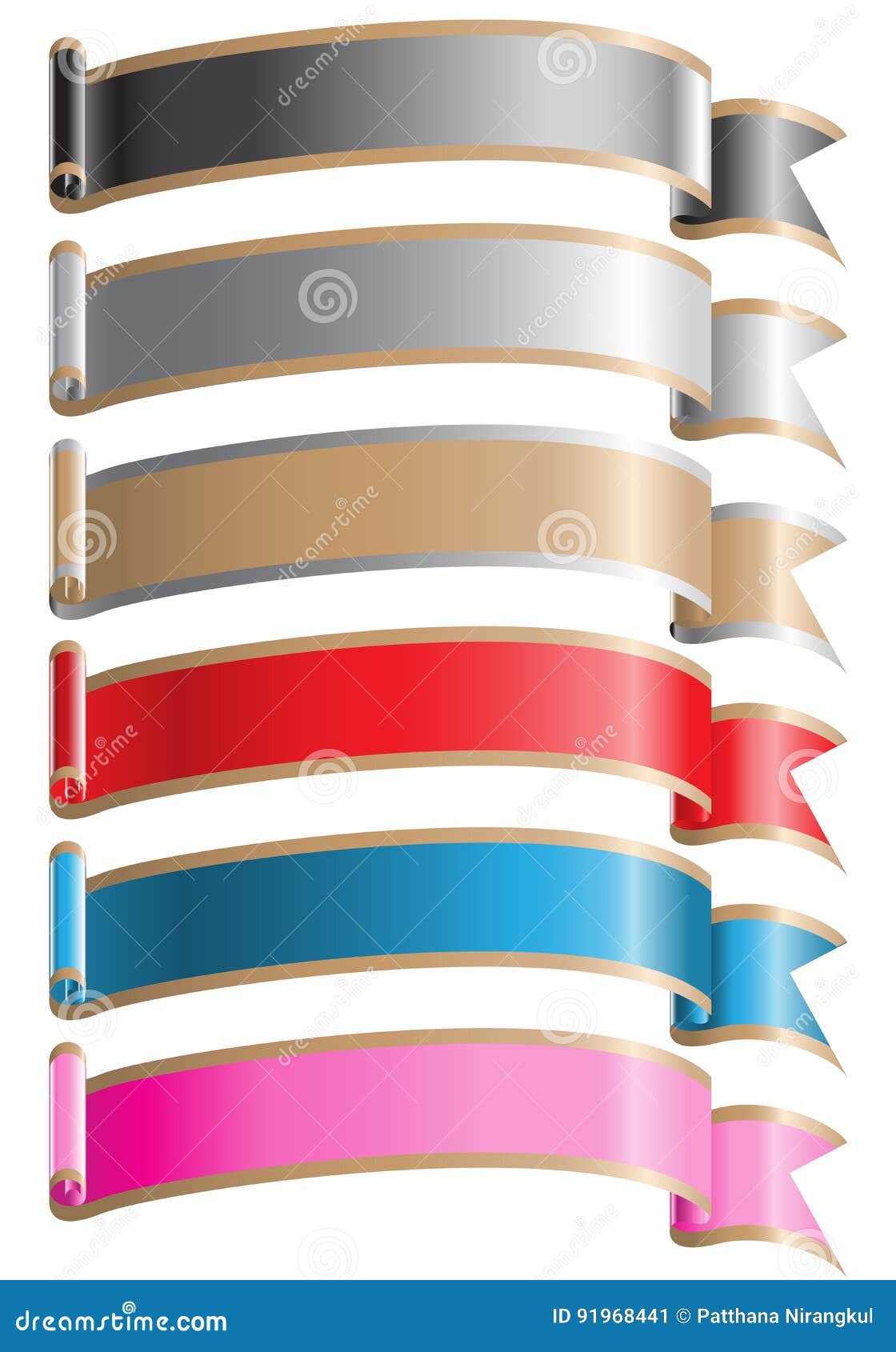 Ribbon Label Colors Set on White Design Luxury Vector. Stock Vector ...