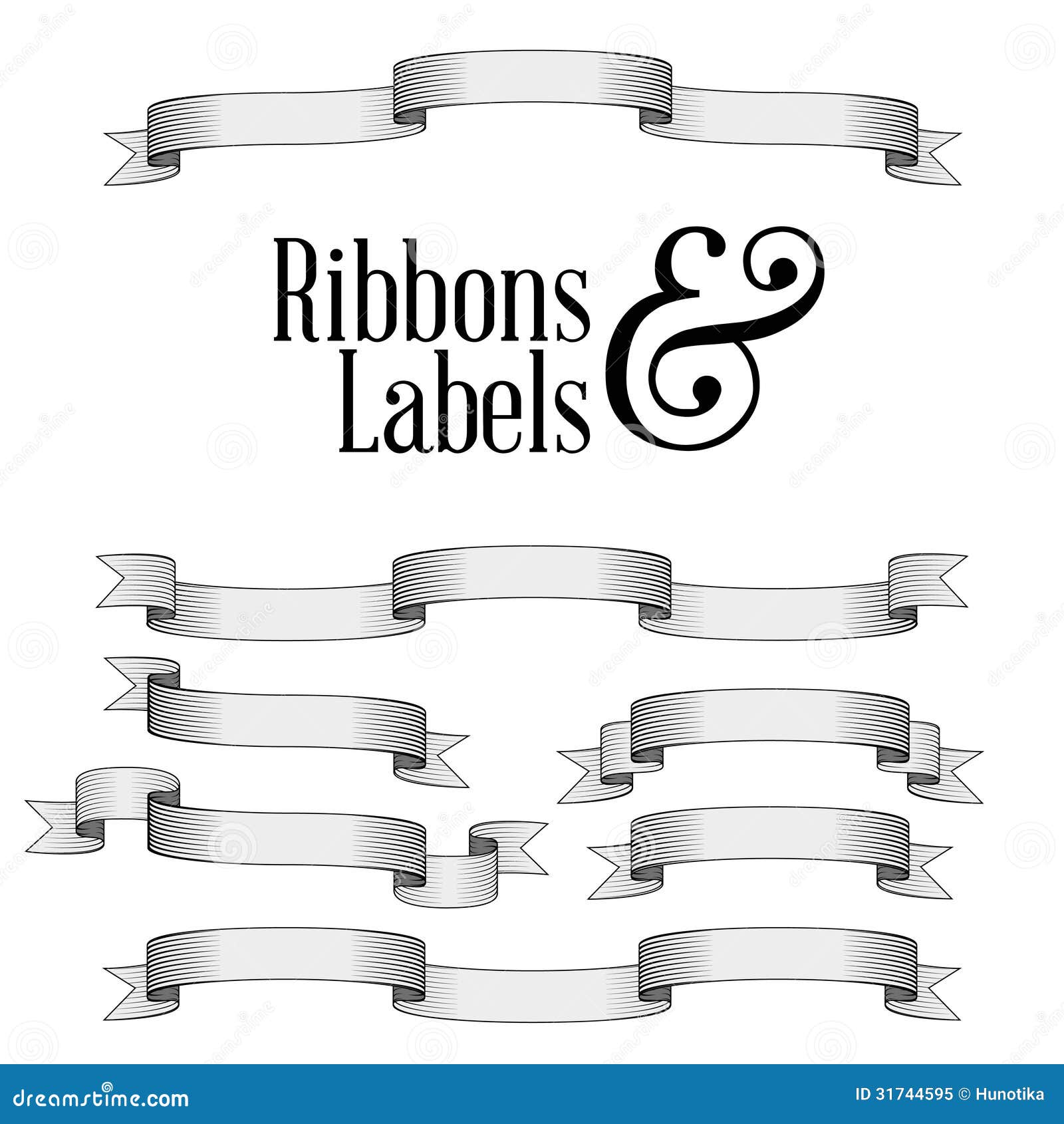 Ribbon and Label Vintage Collection Stock Illustration - Illustration ...