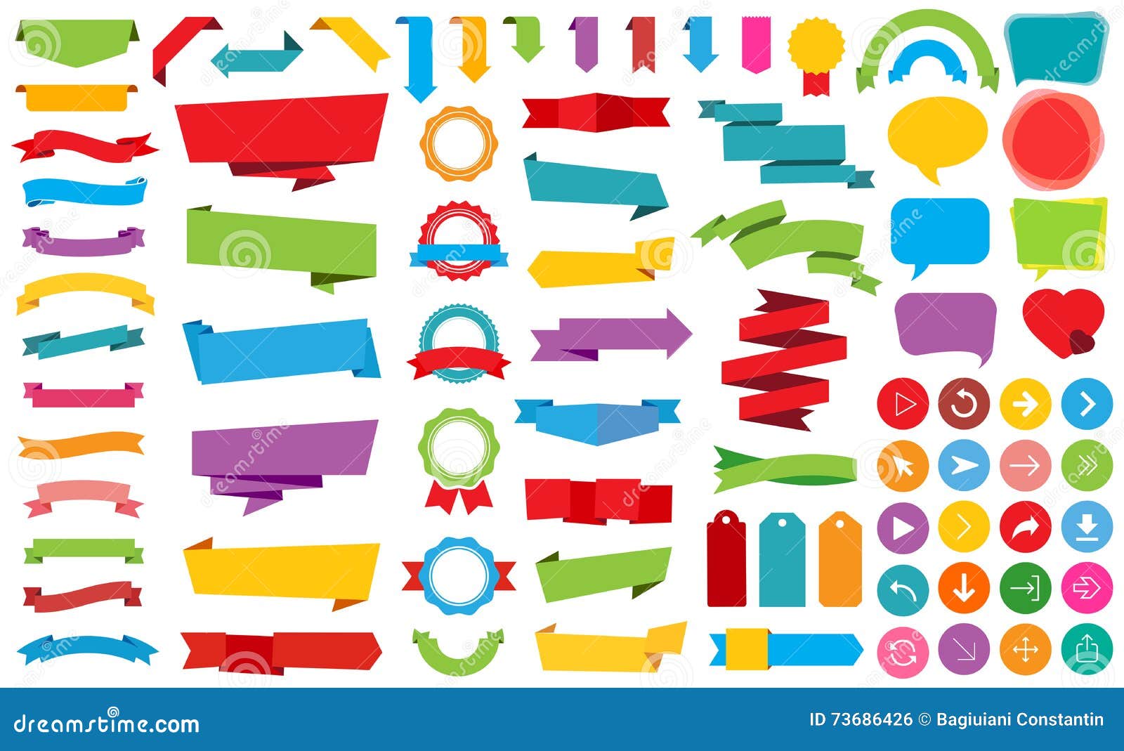 Ribbon Labels Stickers Banners Vector Stock Vector - Illustration of ...