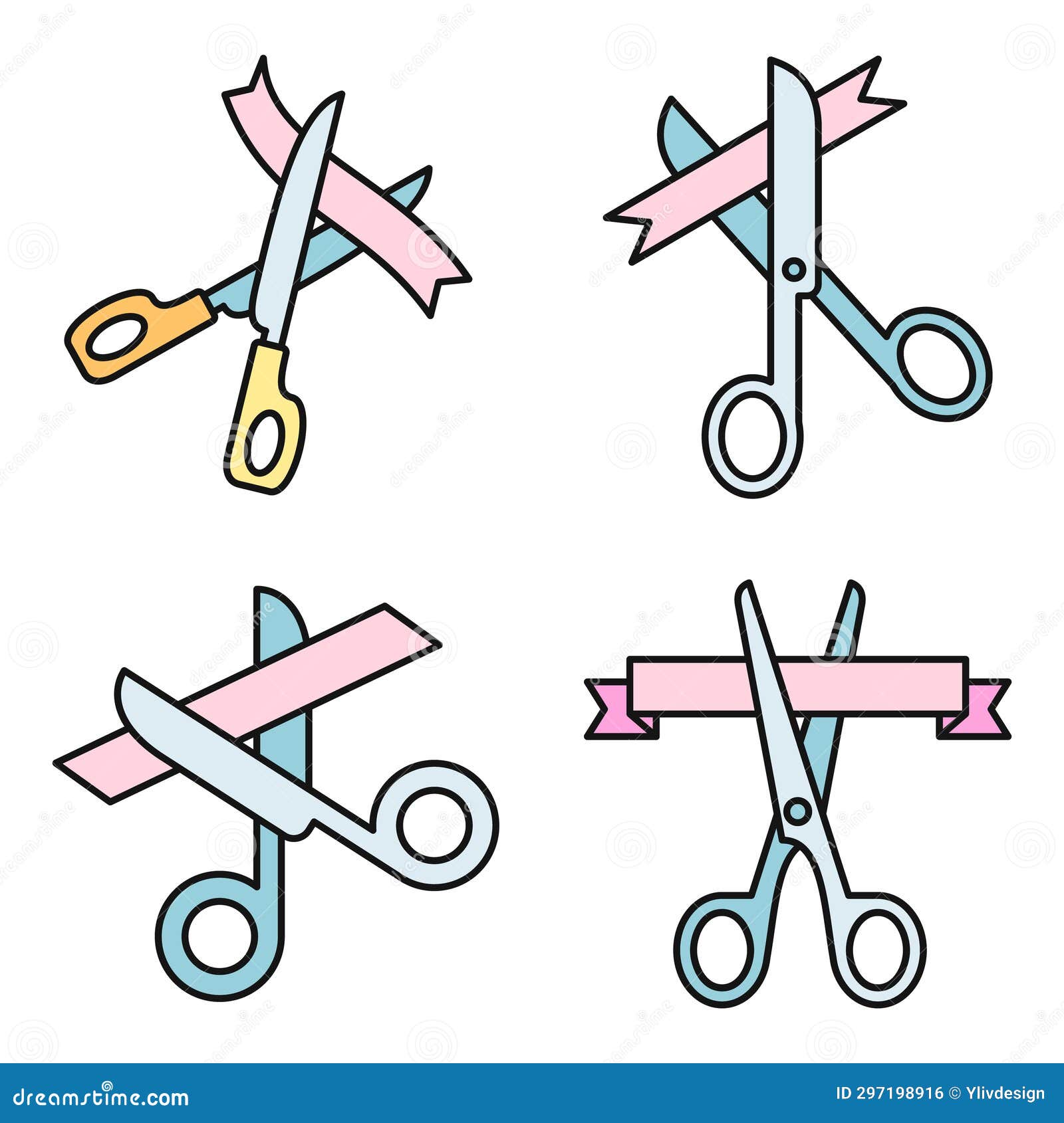 Ribbon Launch Event Icons Set Vector Color Stock Illustration ...