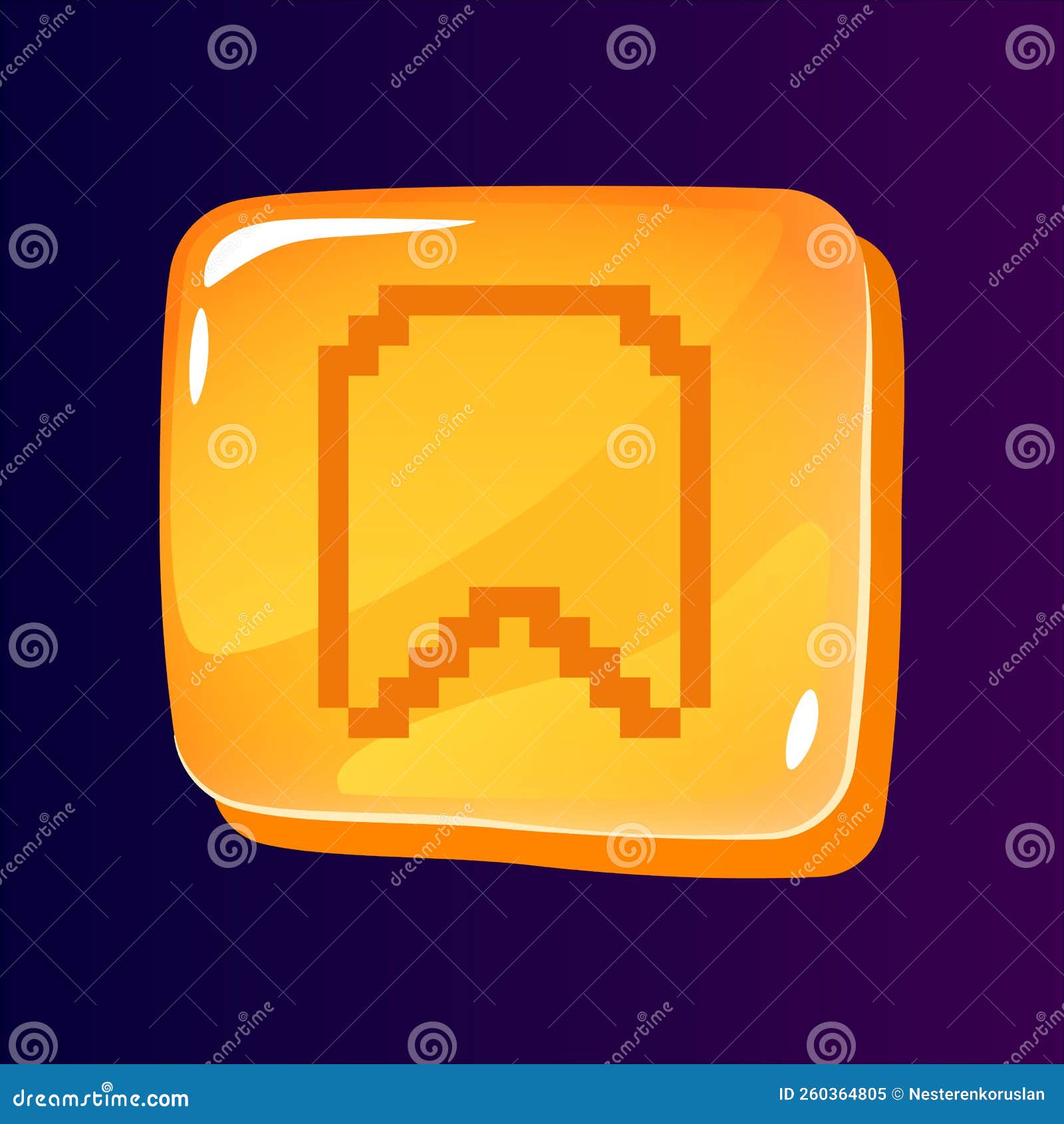 Ribbon Mark Glossy Ui Button with Pixelated Icon Stock Vector - Illustration of pixel, game ...