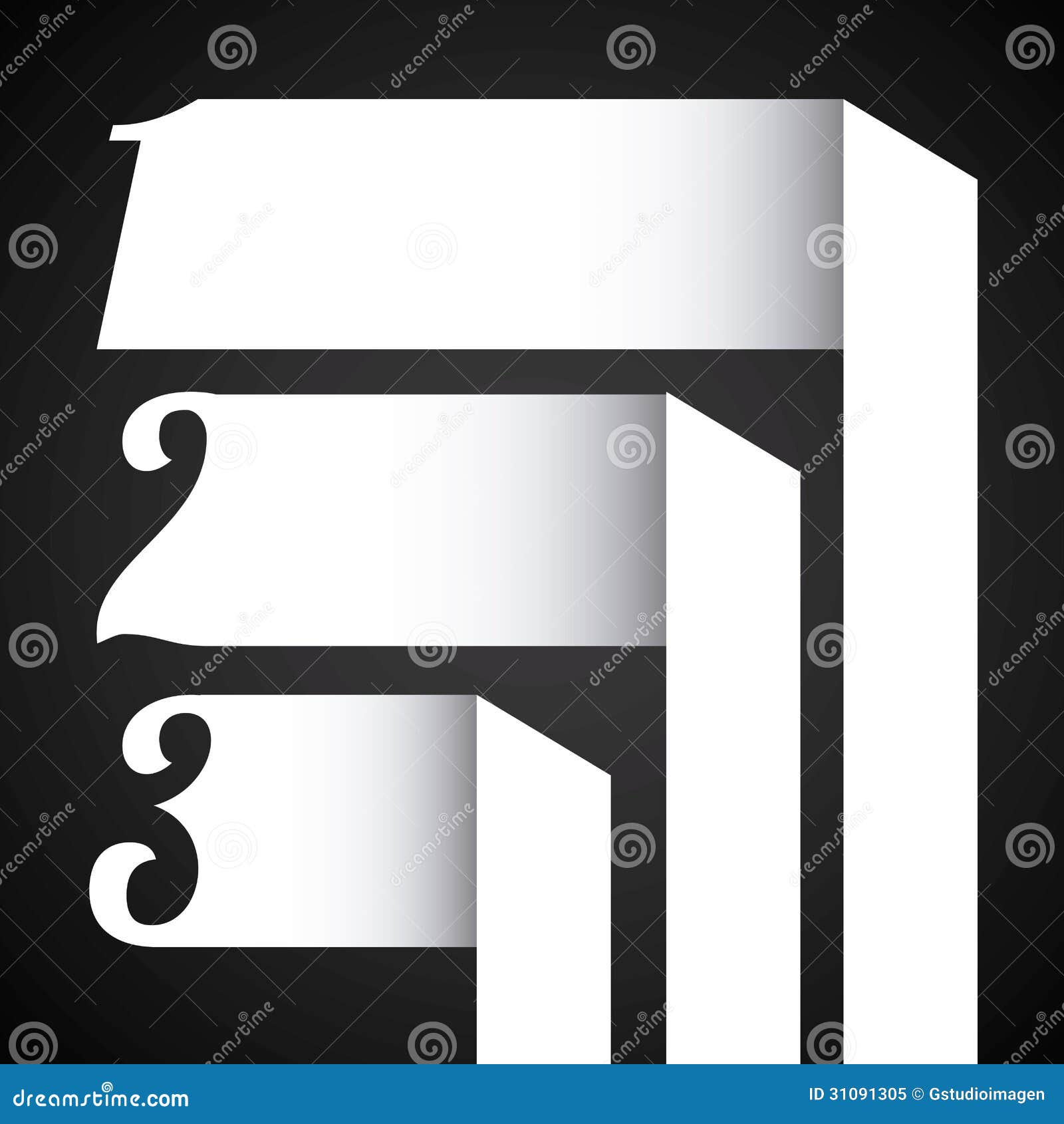 Ribbon numerical stock vector. Illustration of trhee - 31091305