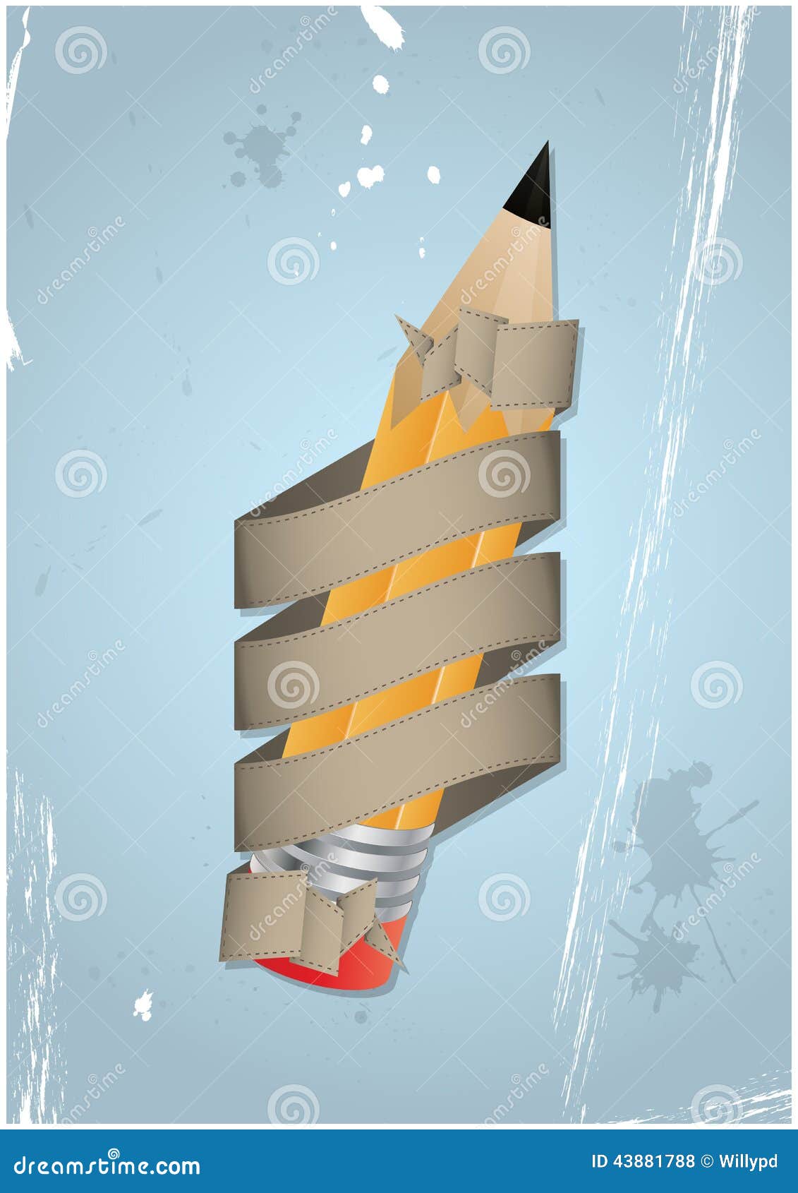 Ribbon and pencil stock vector. Illustration of graphite - 43881788