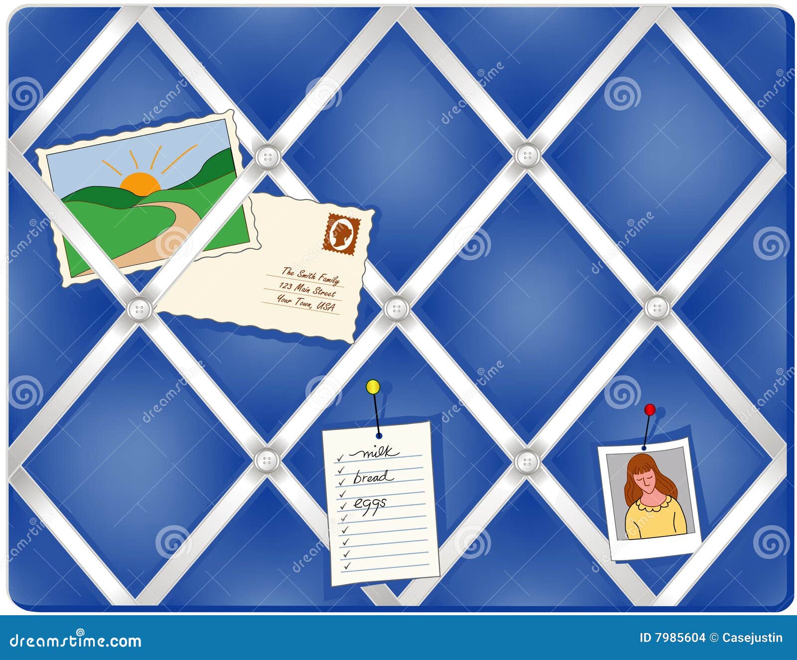 Ribbon Pin Board, Blue stock vector. Illustration of arrangement - 7985604