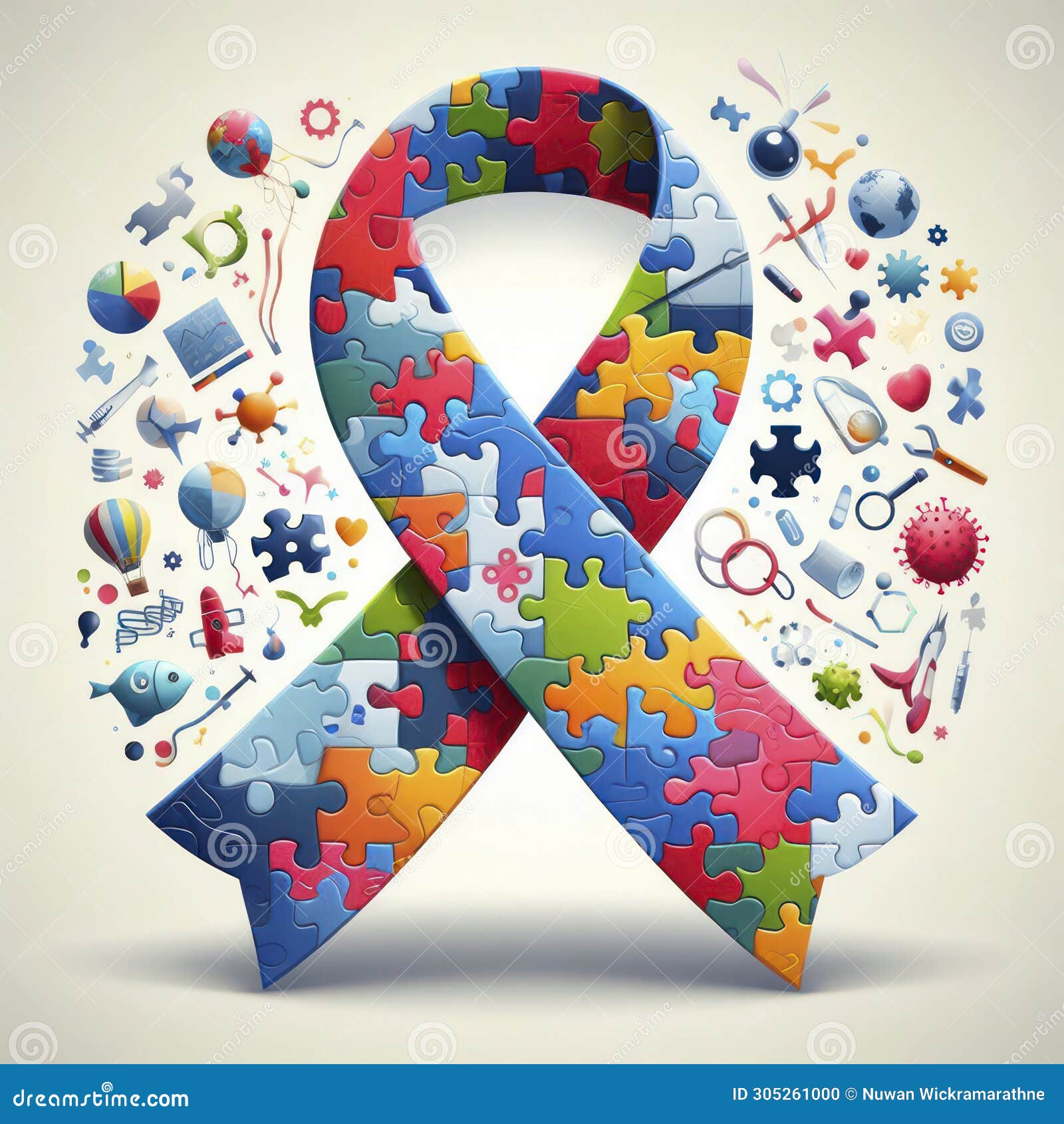 Ribbon of Progress: Puzzle Pieces Symbolizing Global Collaborative ...