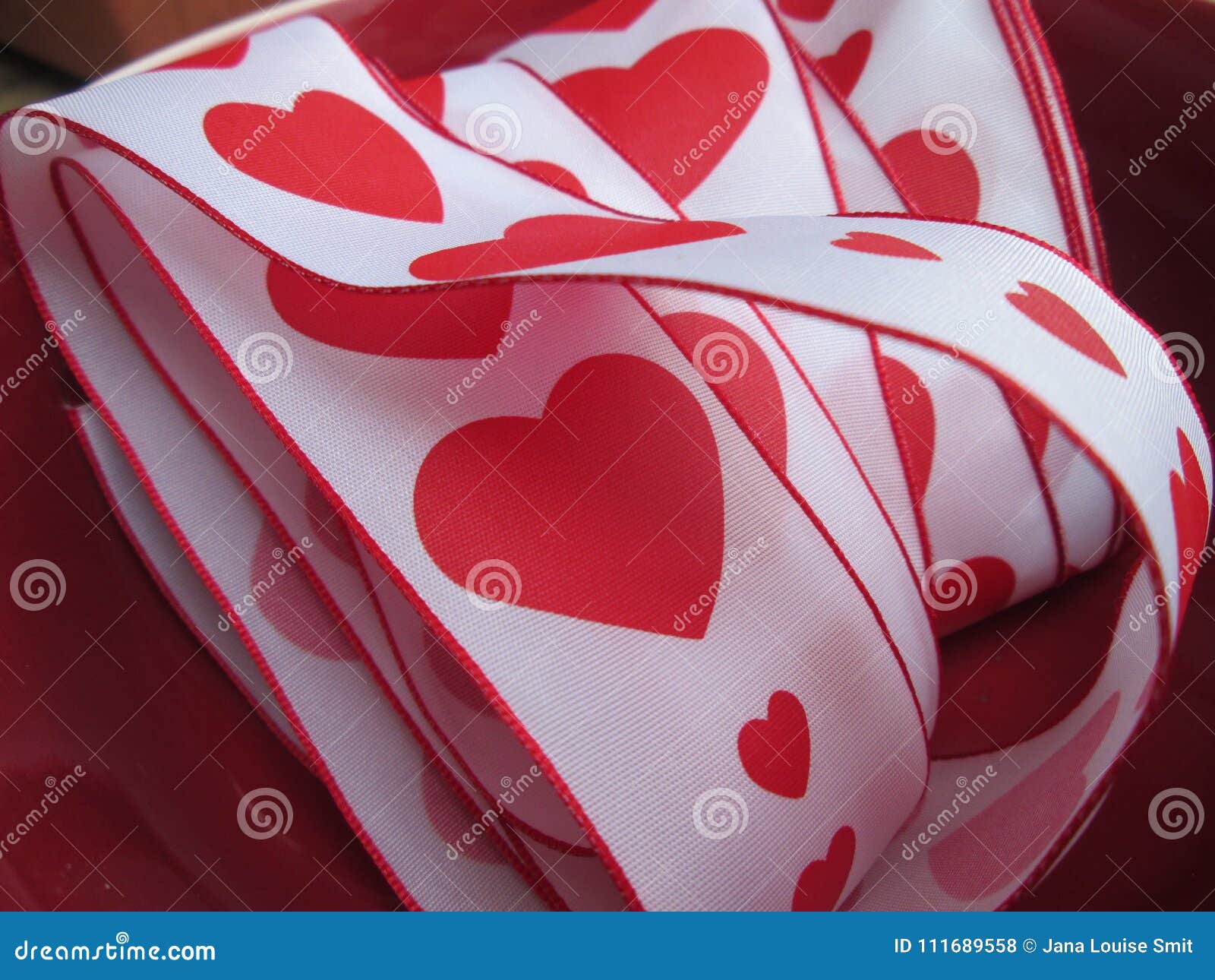 A Ribbon with Red Hearts and Borders. Stock Photo - Image of event ...