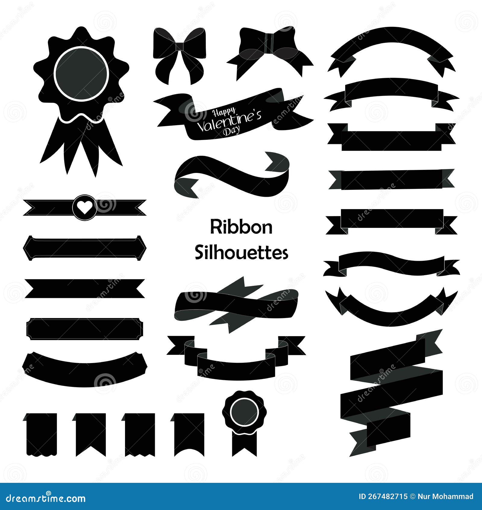 Ribbon, Riband Banners Editable Element Vector or Silhouettes Bundle ...
