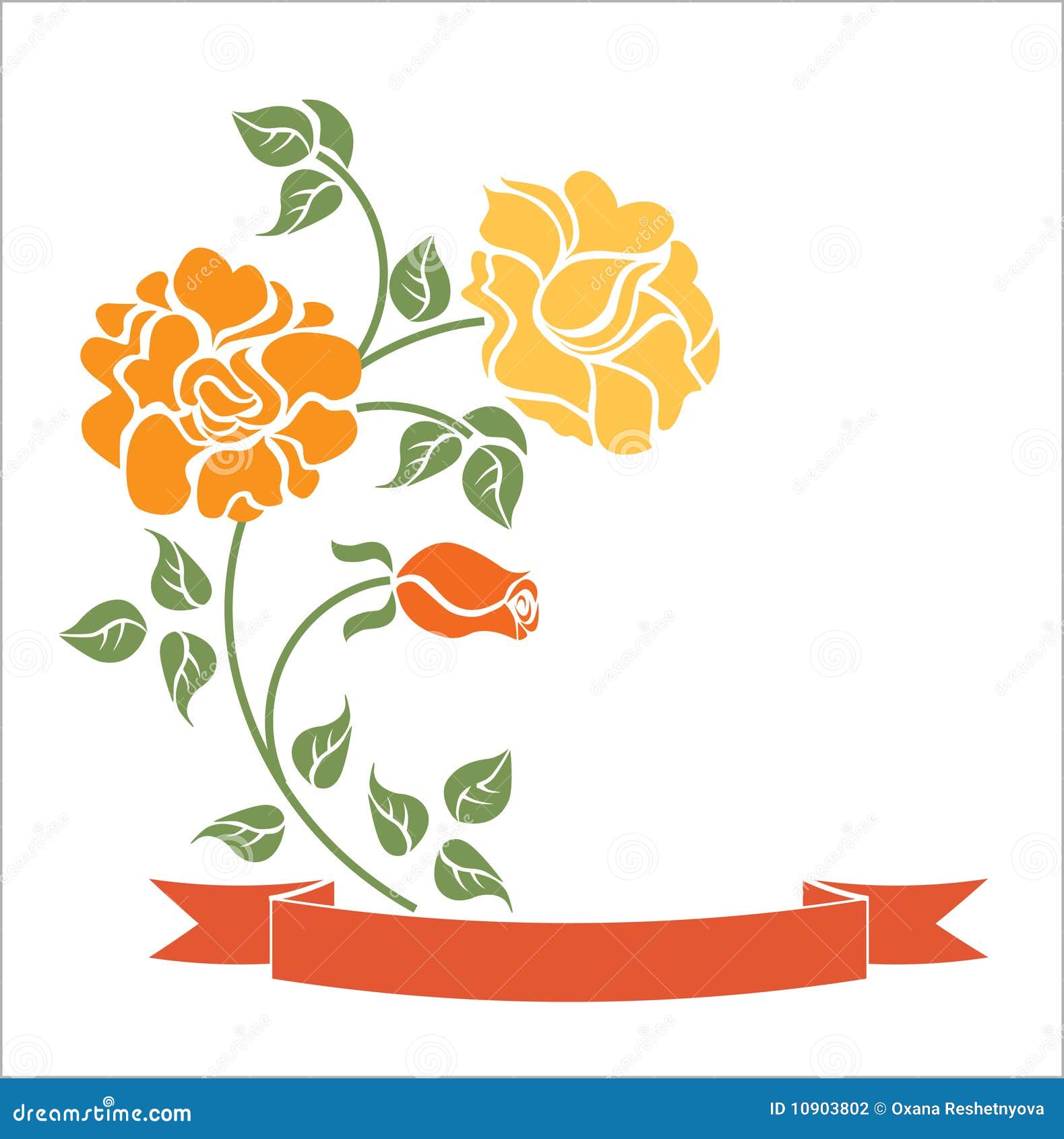 Ribbon with roses stock vector. Illustration of banner - 10903802