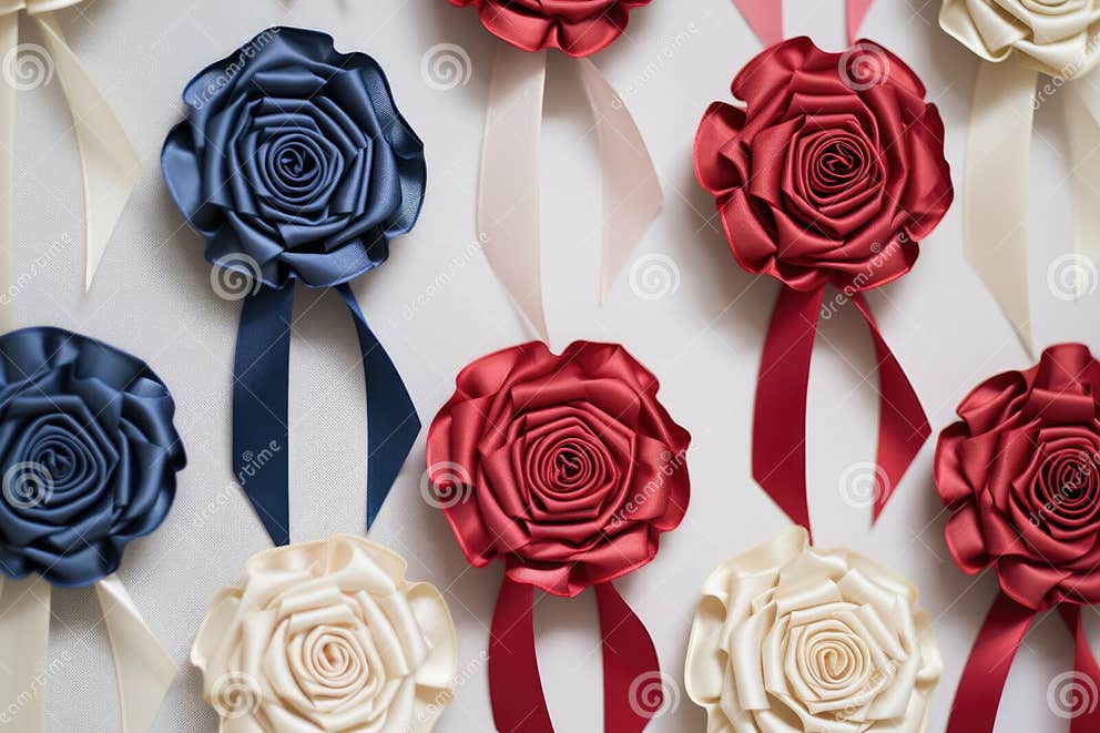 Ribbon Rosettes Against a Plain, Neutral Backdrop Stock Image - Image ...