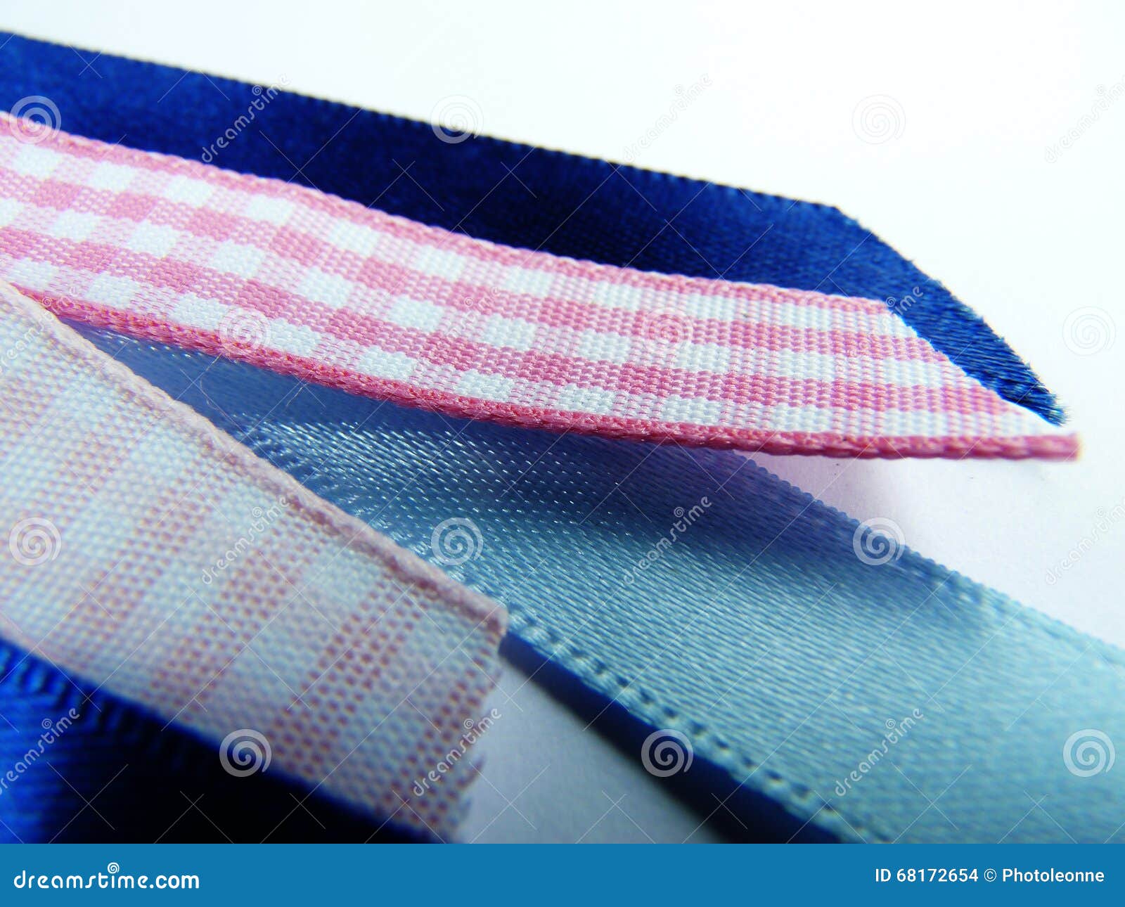 Ribbon Samples Close Up Pink and Blue Stock Photo - Image of cloth ...