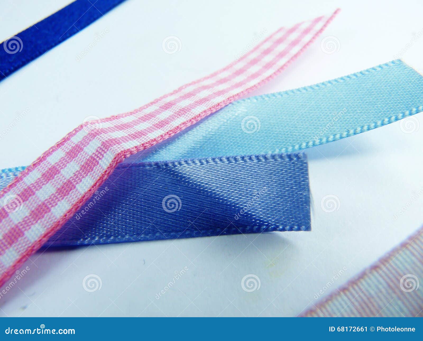 Ribbon Samples Close Up Pink and Blue Stock Image - Image of birth ...