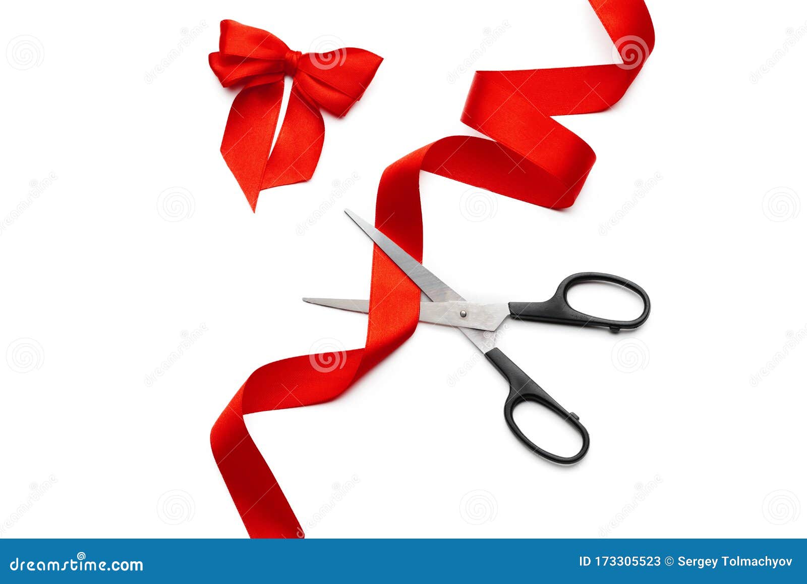 Ribbon with Scissors Isolated on White. Creative Photo. Stock Image ...