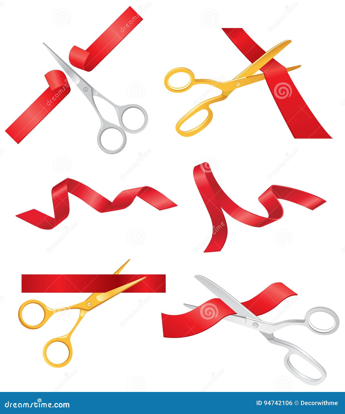 Ribbon and Scissors - Vector Set of Objects Stock Vector - Illustration ...