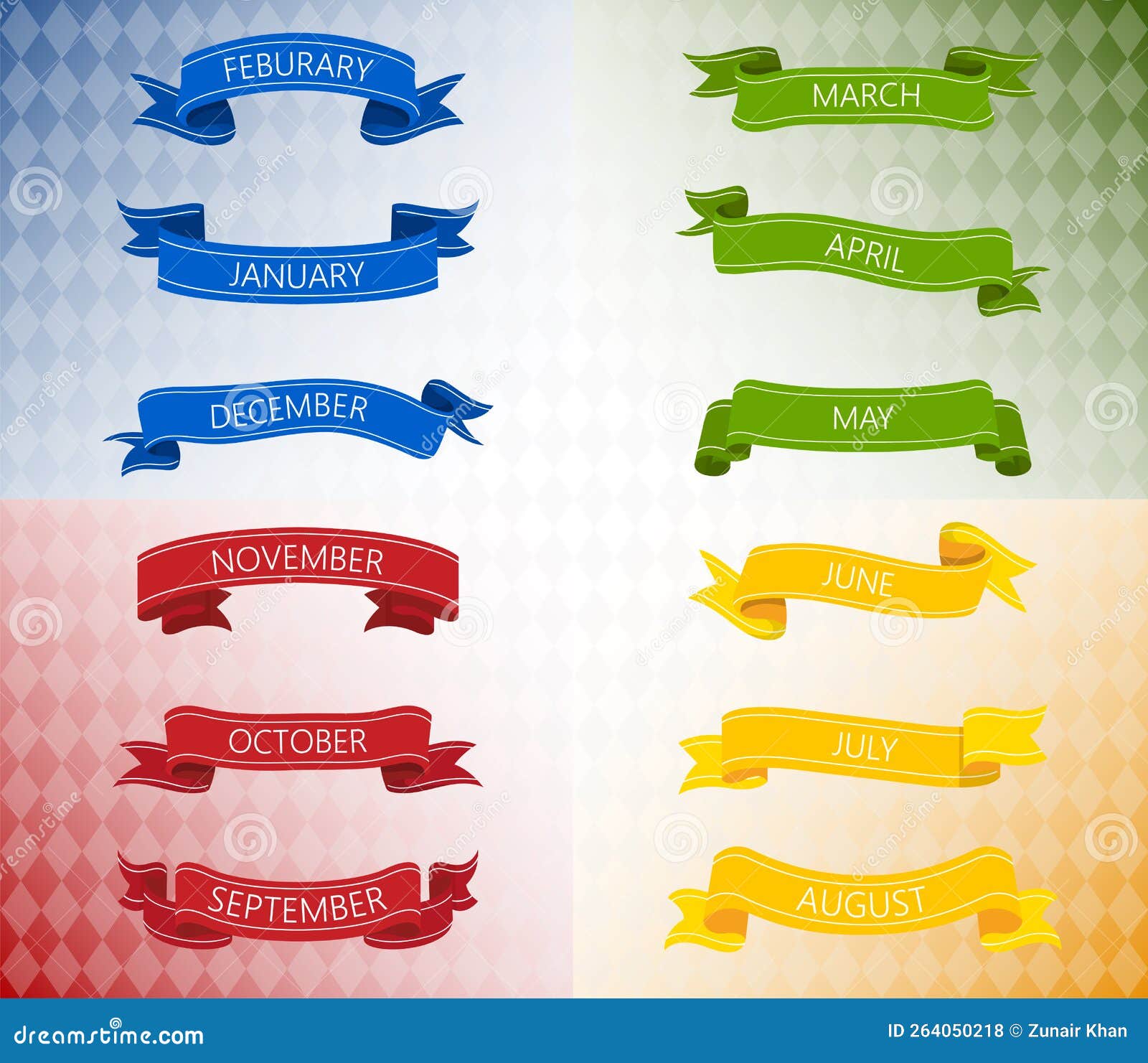 Ribbon of Seasons and Colors, Vector Ribbons, Colorful Ribbons Stock ...