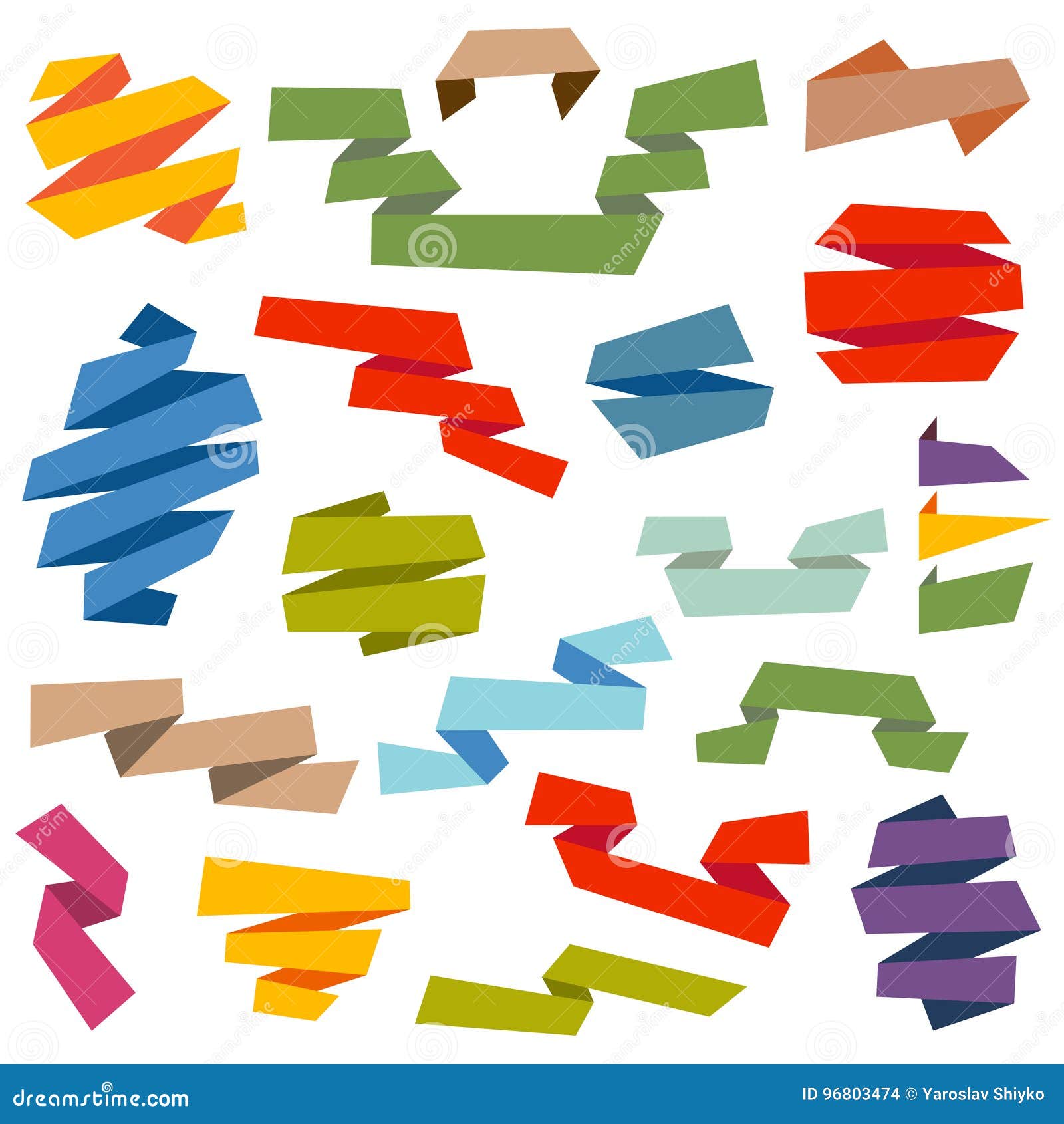 Ribbon Set in Cartoon Comic Style. Elements for Design Stock Vector ...