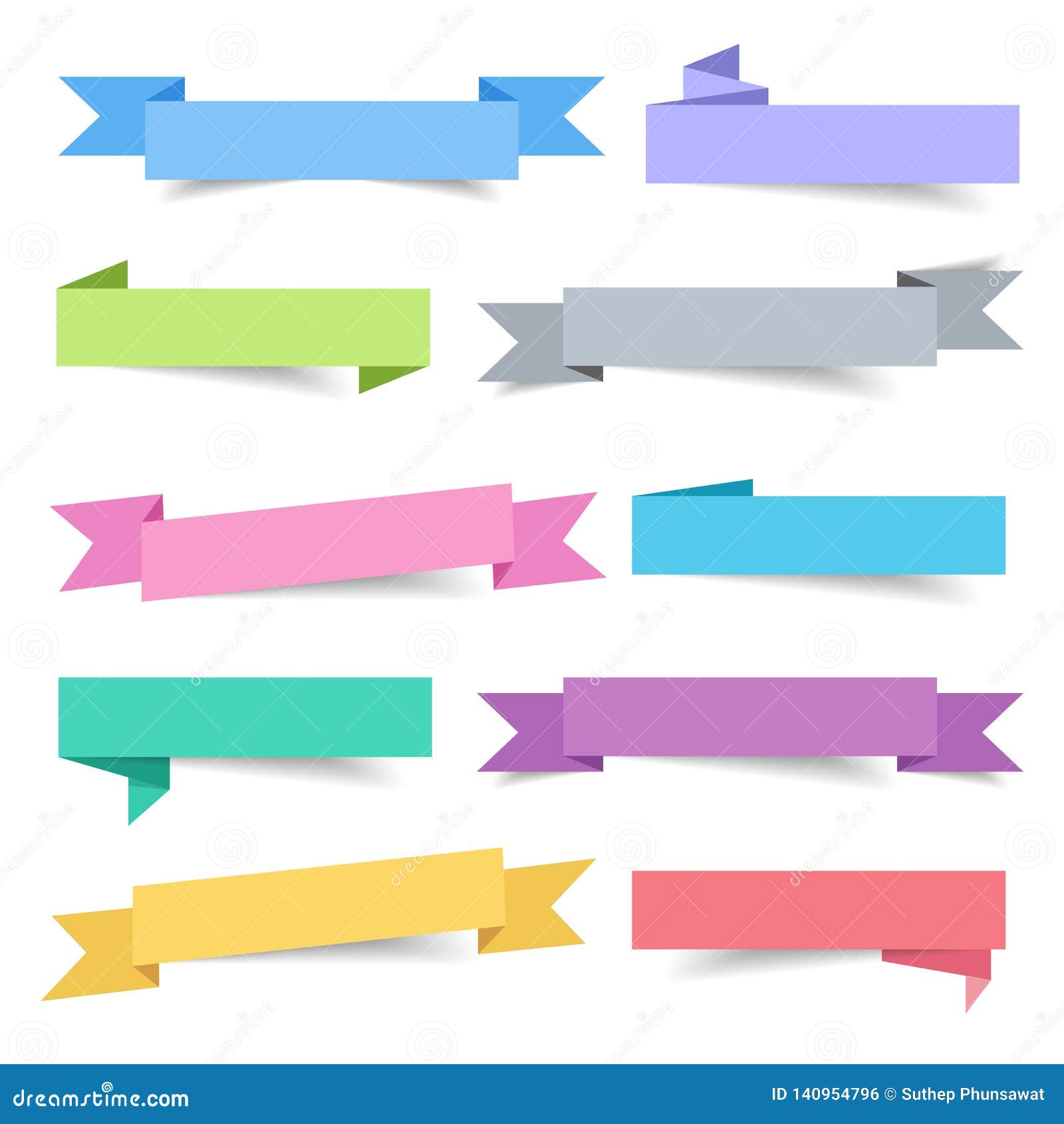 Ribbon Set with Colorful Vector Design Element, Illustrator Stock ...