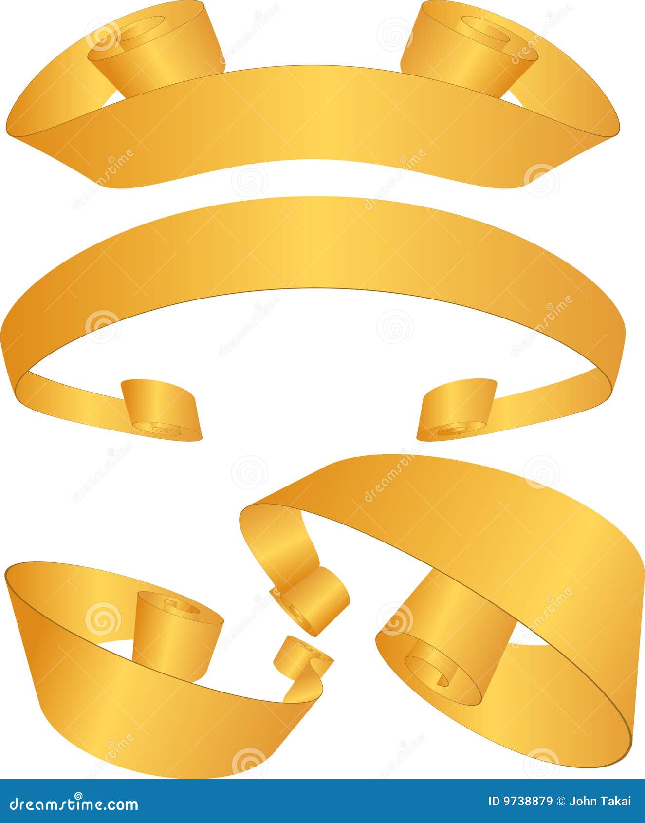 Ribbon Set - Gold stock vector. Illustration of element - 9738879