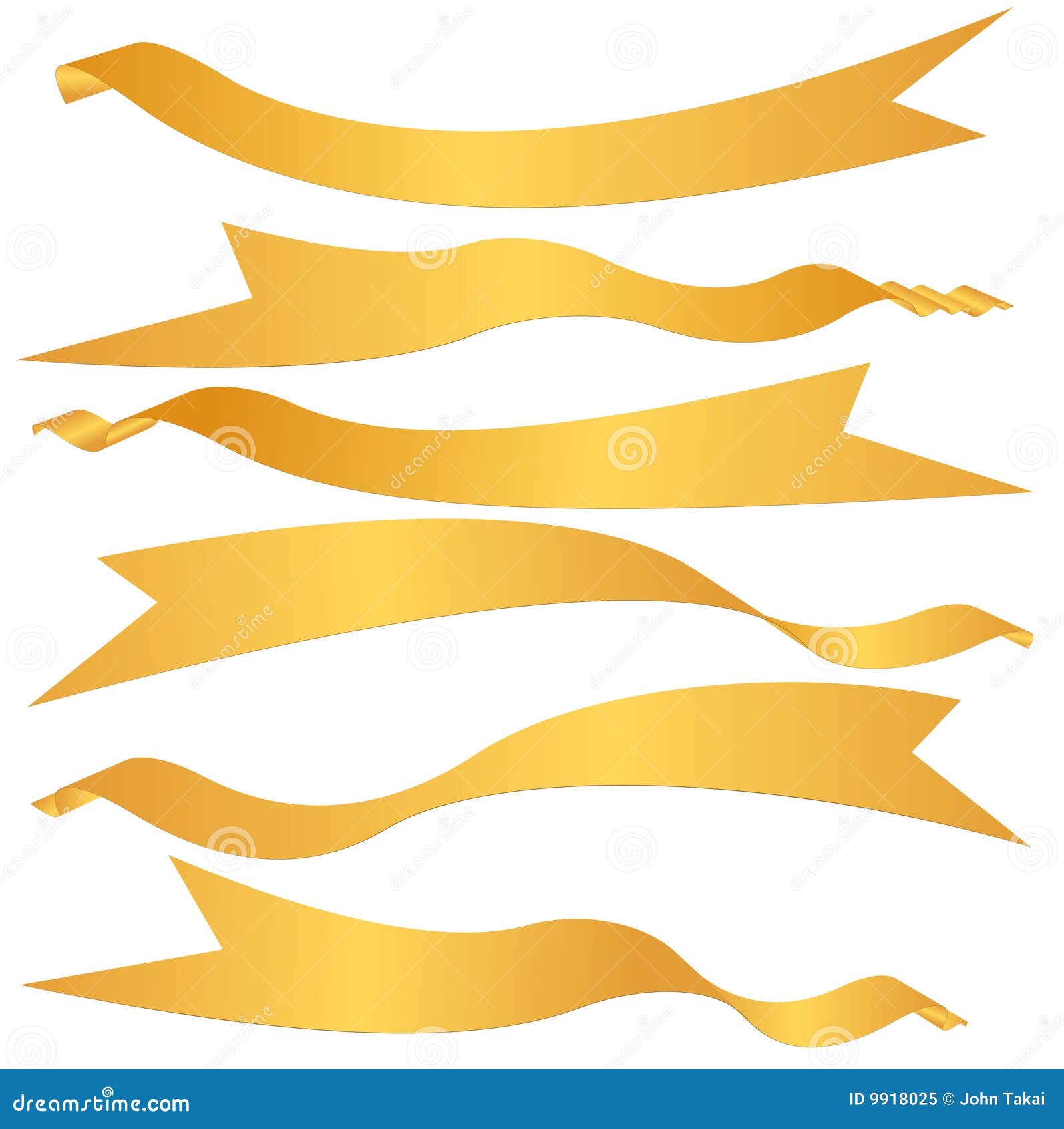 Ribbon Set - Gold stock vector. Illustration of tape, metal - 9918025