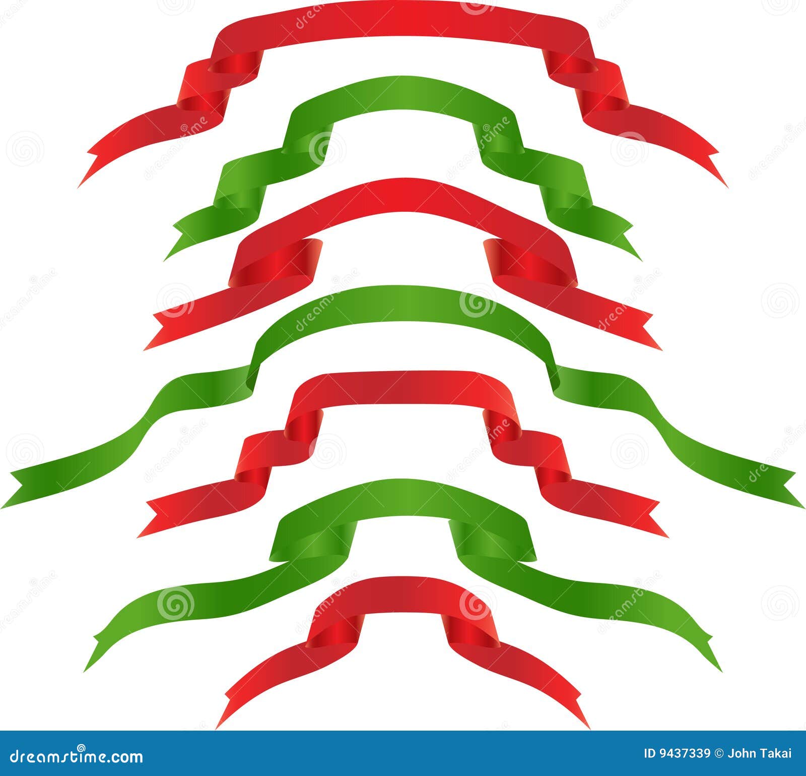 Ribbon Set - Green and Red stock vector. Illustration of design - 9437339