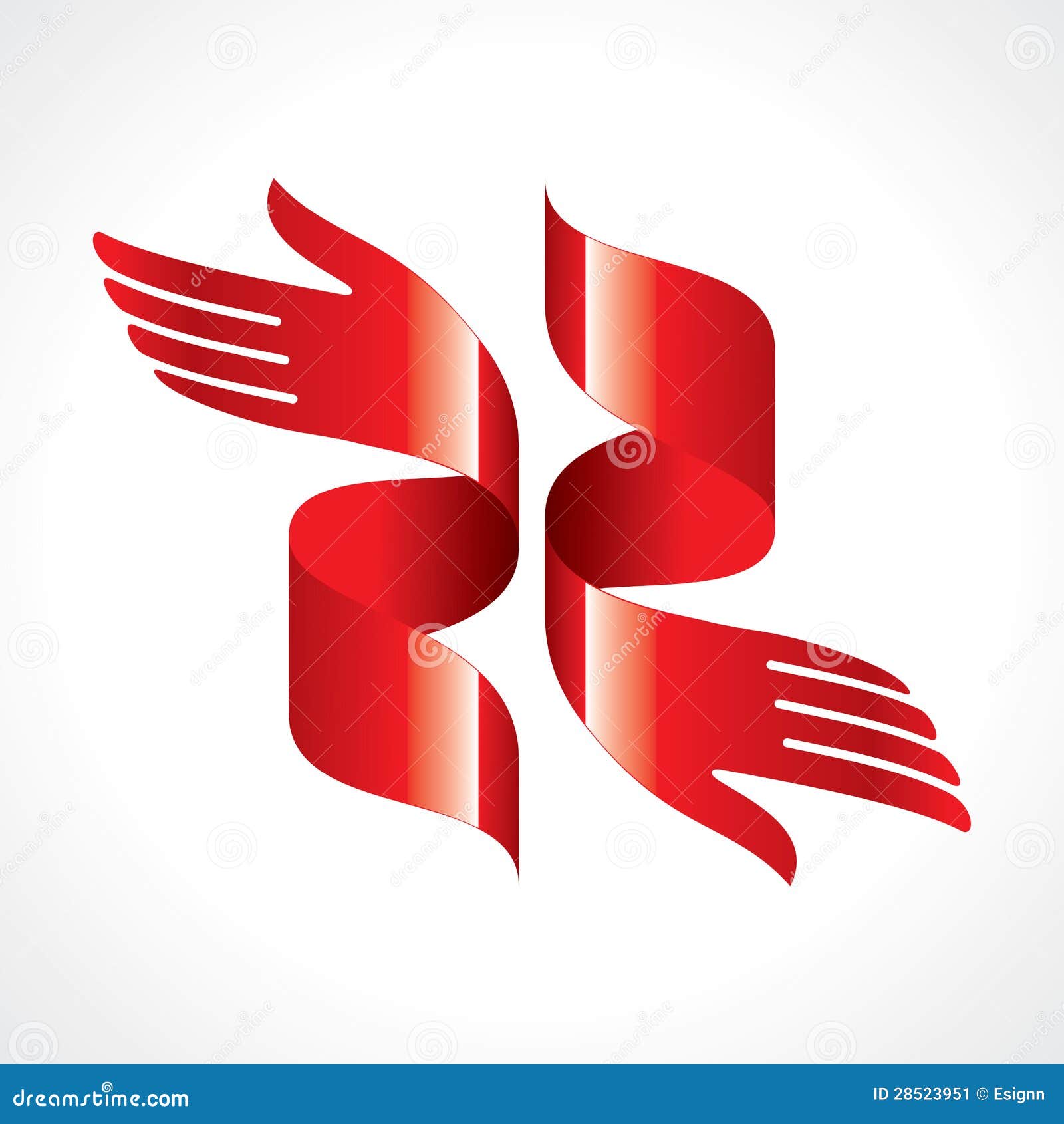 Ribbon in shape of hand stock vector. Illustration of cover - 28523951