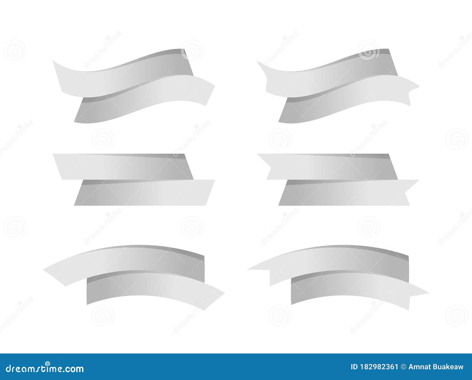 Ribbon Silver Stripe Shape Isolated on White Background, Ribbon Grey ...