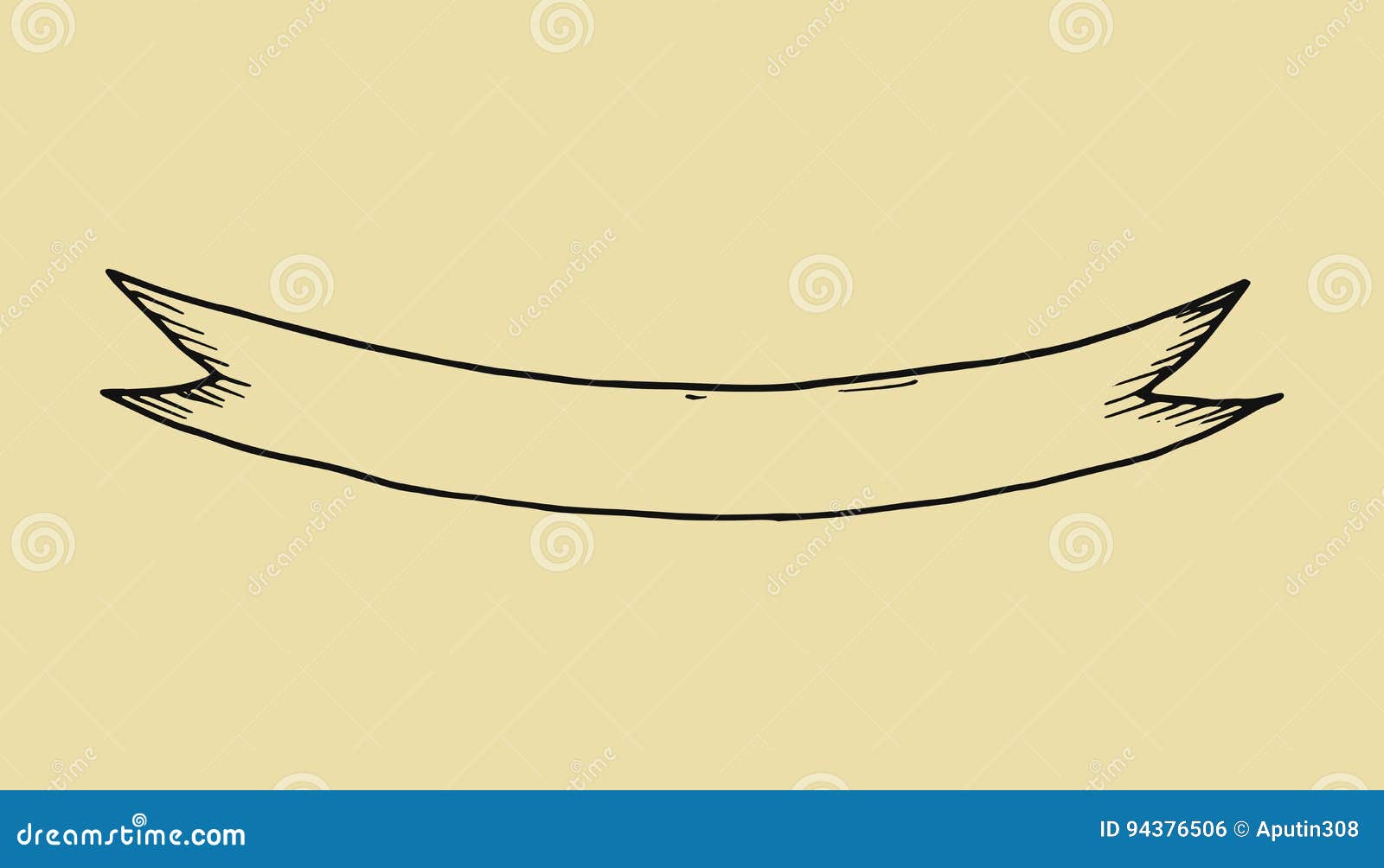 Ribbon Sketch. Hand Drawing Vector Illustration Stock Vector ...