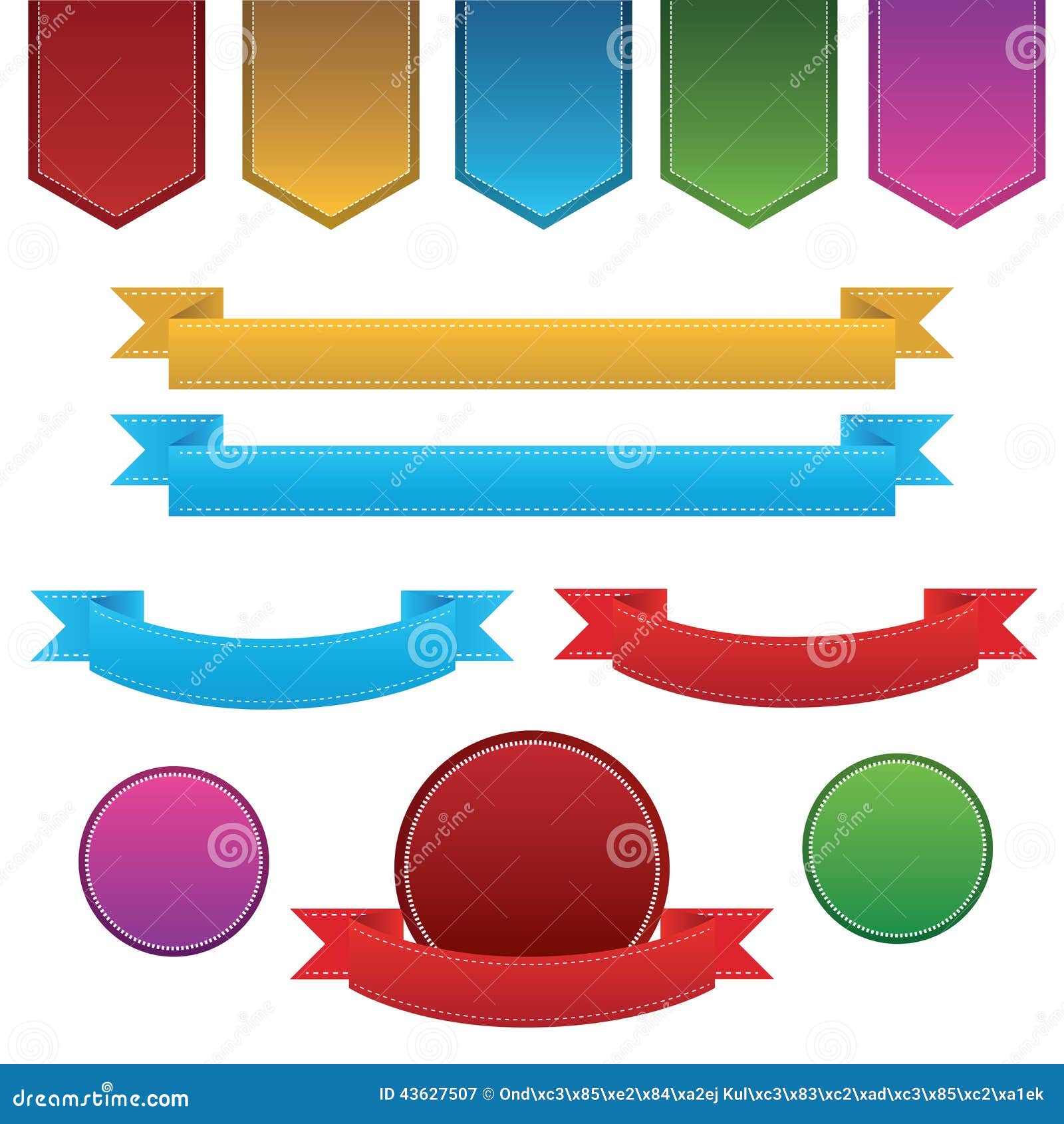 Ribbon and Sticker Set Illustration Stock Vector - Illustration of ...