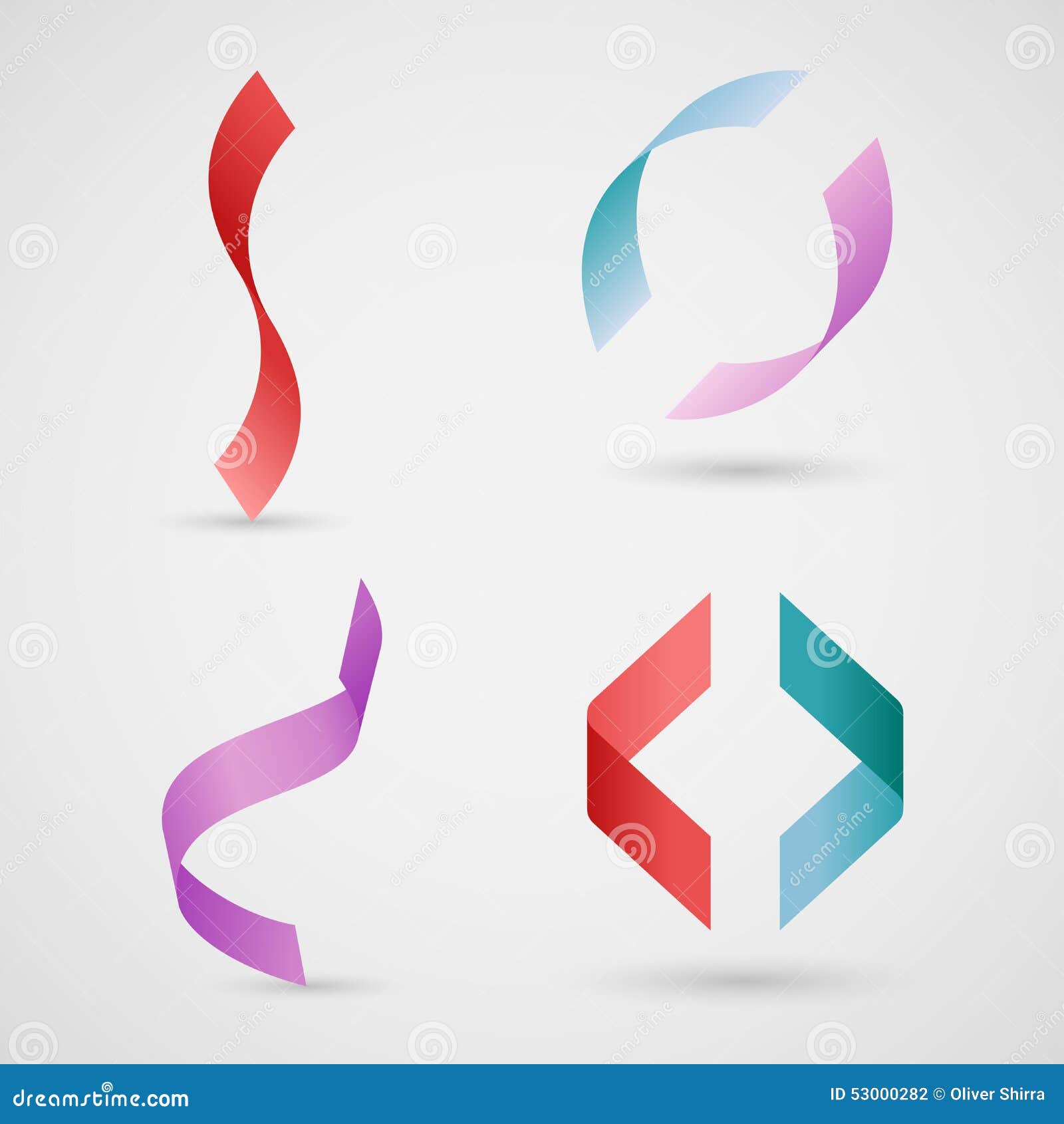 Ribbon Swirls with Realistic Vector Shadows Stock Vector - Illustration ...