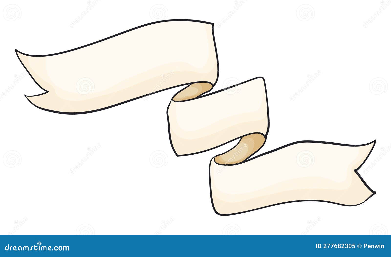 Ribbon Template with Three Blank Spaces in Cartoon Style, Vector ...