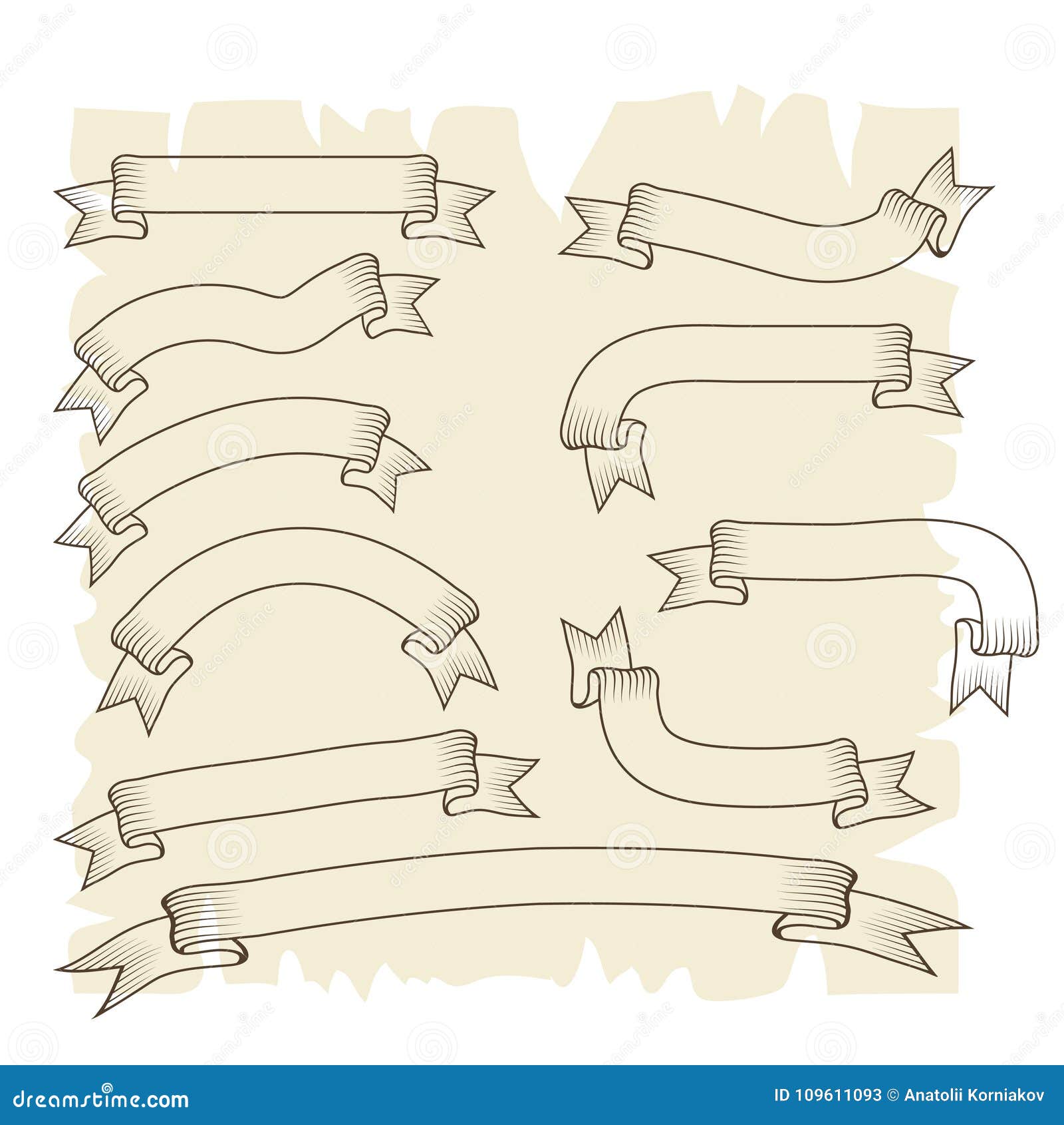 Ribbon Vector set. stock vector. Illustration of scroll - 109611093
