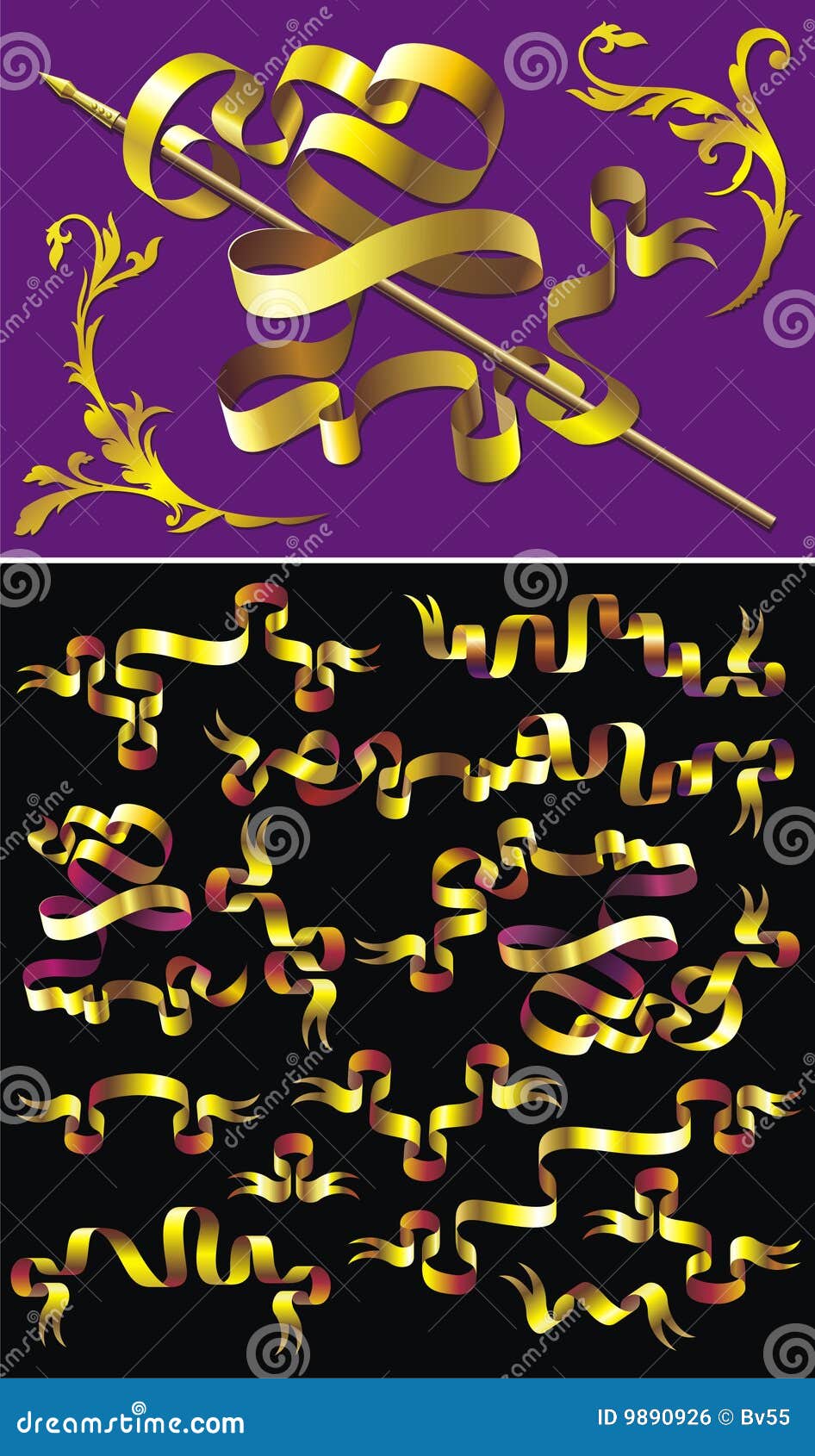 Ribbons stock vector. Illustration of curve, artwork, spear - 9890926