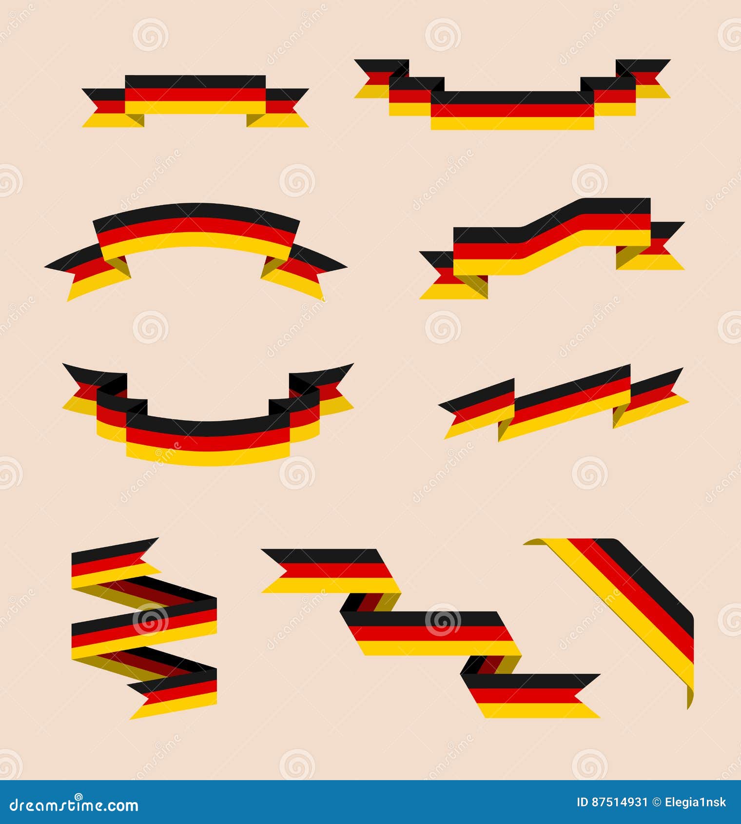 Ribbons or Banners in Colors of German Flag Stock Vector - Illustration ...