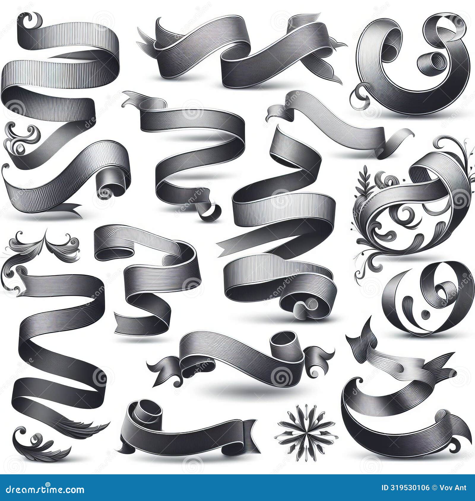 Ribbons and Banners Curved or Straight Strips for a Stock Illustration ...