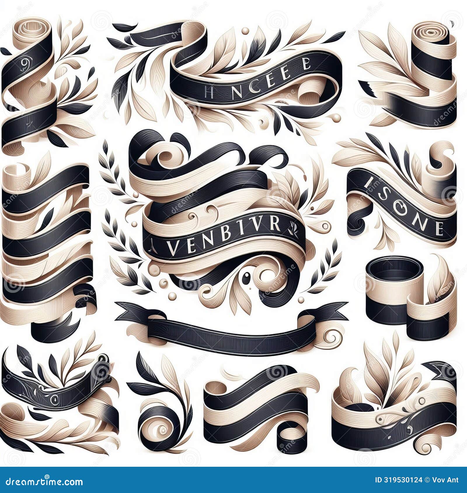 Ribbons and Banners Curved or Straight Strips for a Stock Illustration ...