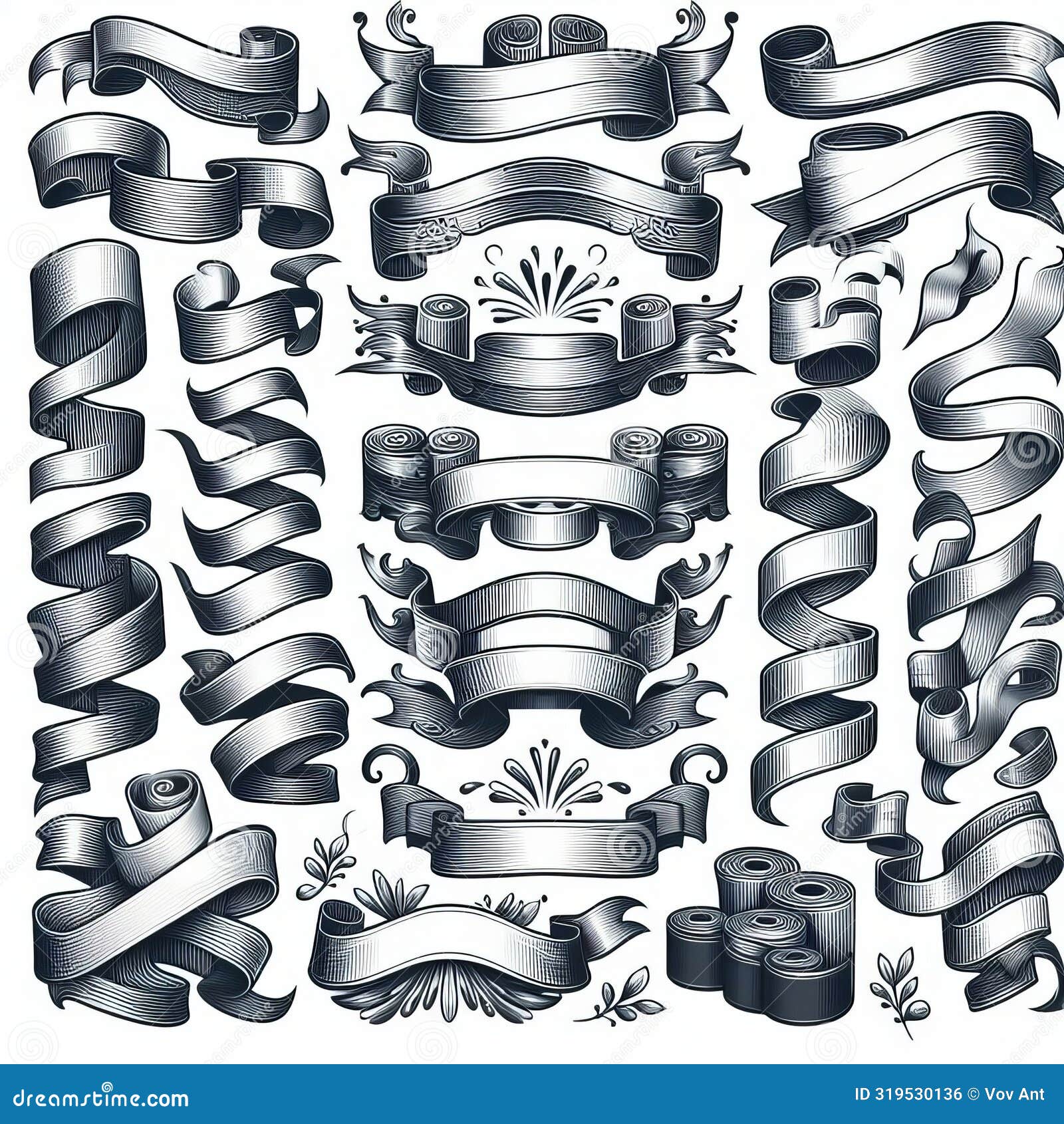 Ribbons and Banners Curved or Straight Strips for a Stock Illustration ...