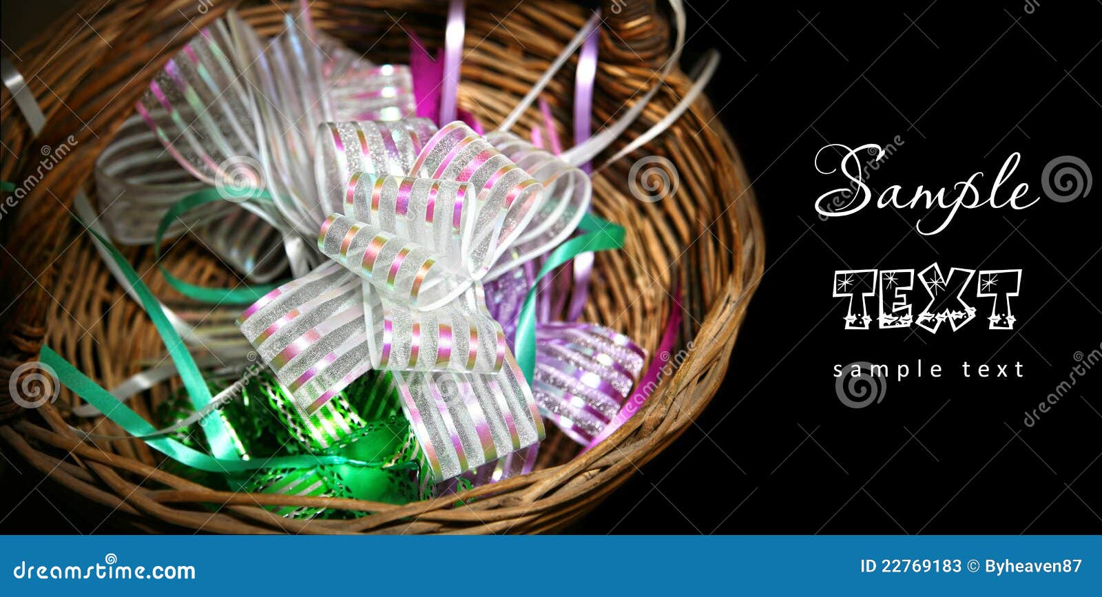Ribbons in basket stock image. Image of design, basket - 22769183