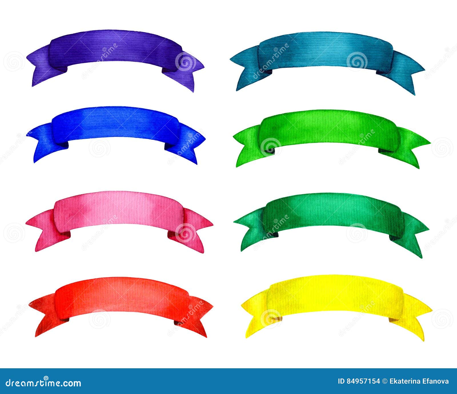 Ribbons, Bright Watercolor Design Element Stock Photo - Image of card ...
