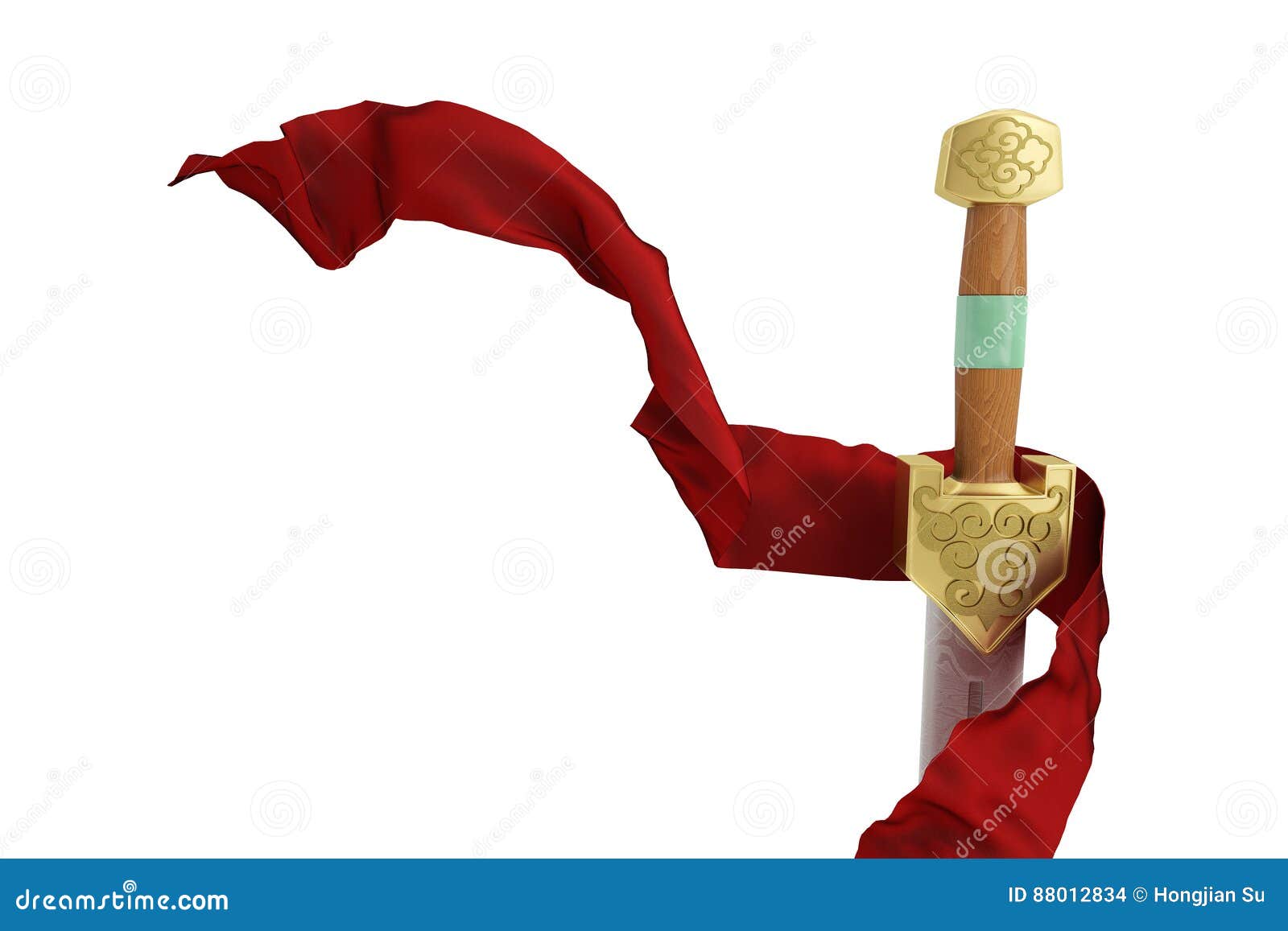 Ribbons and Chinese sword stock illustration. Illustration of metal ...