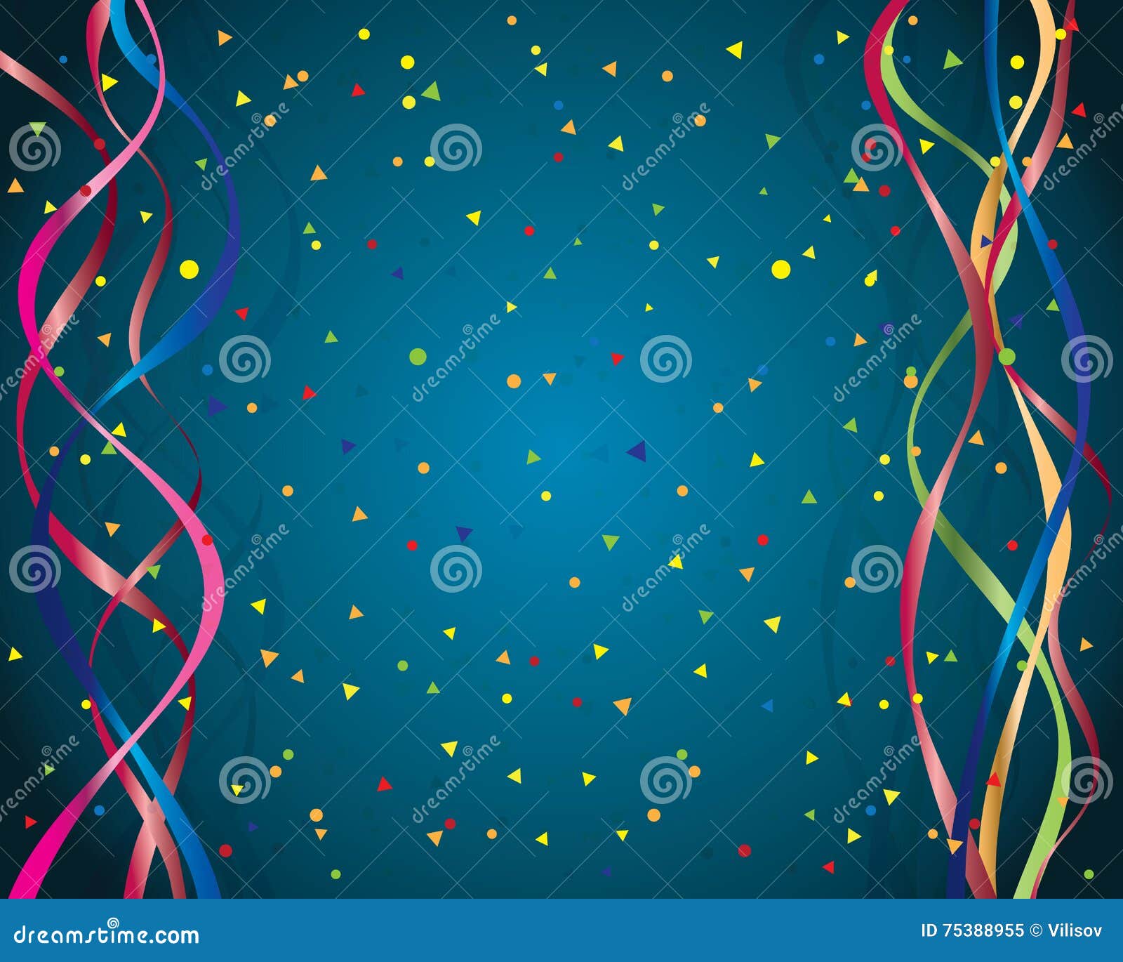 Ribbons and confetti stock vector. Illustration of carnival - 75388955