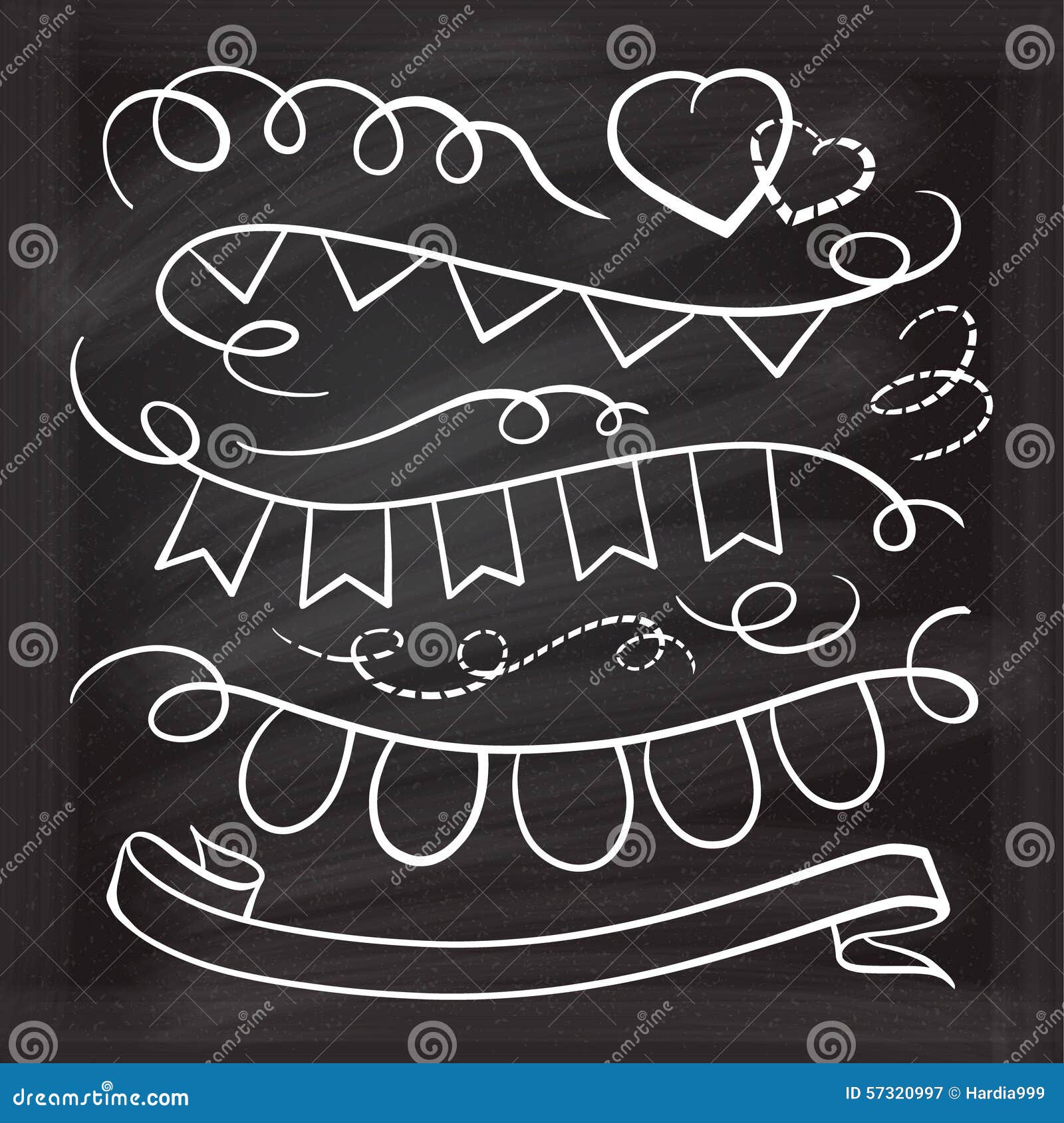 Ribbons and Flags Doodles Chalk Set. Stock Illustration - Illustration ...