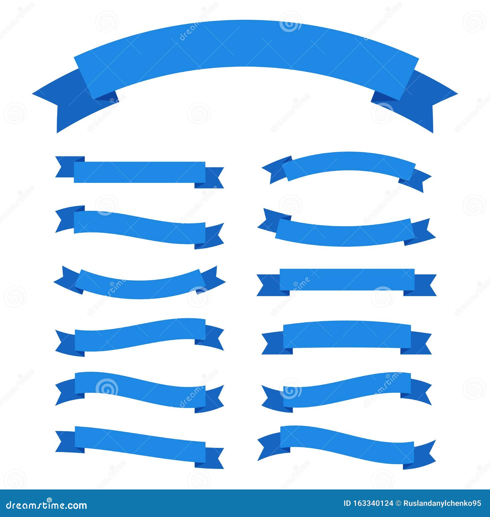 Ribbons Icons in Blue on a White Background. Vector Illustration Stock ...