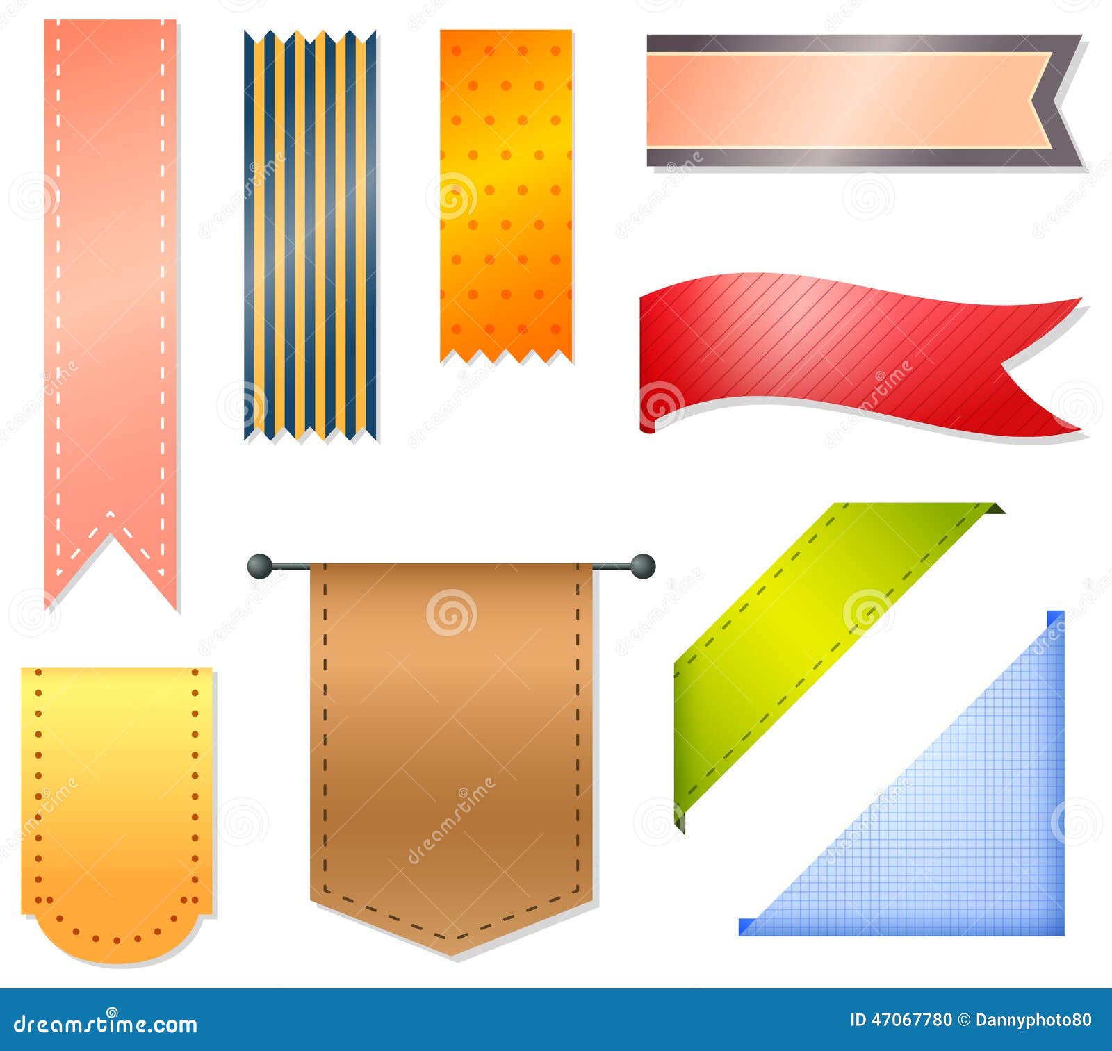 Ribbons and labels stock vector. Illustration of brown - 47067780