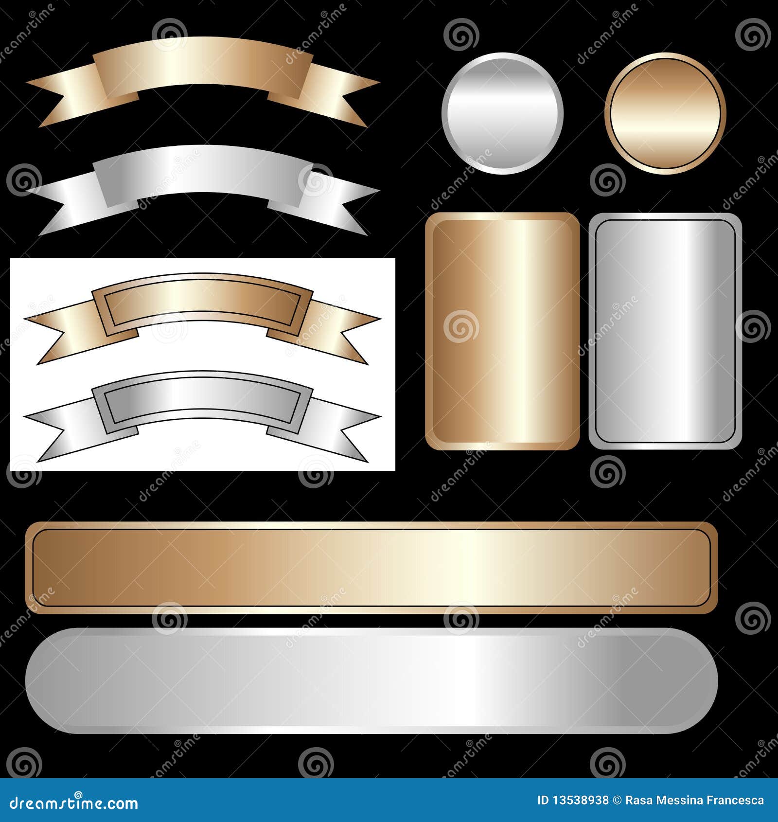 Ribbons and Labels - Golden and Silver Stock Vector - Illustration of ...