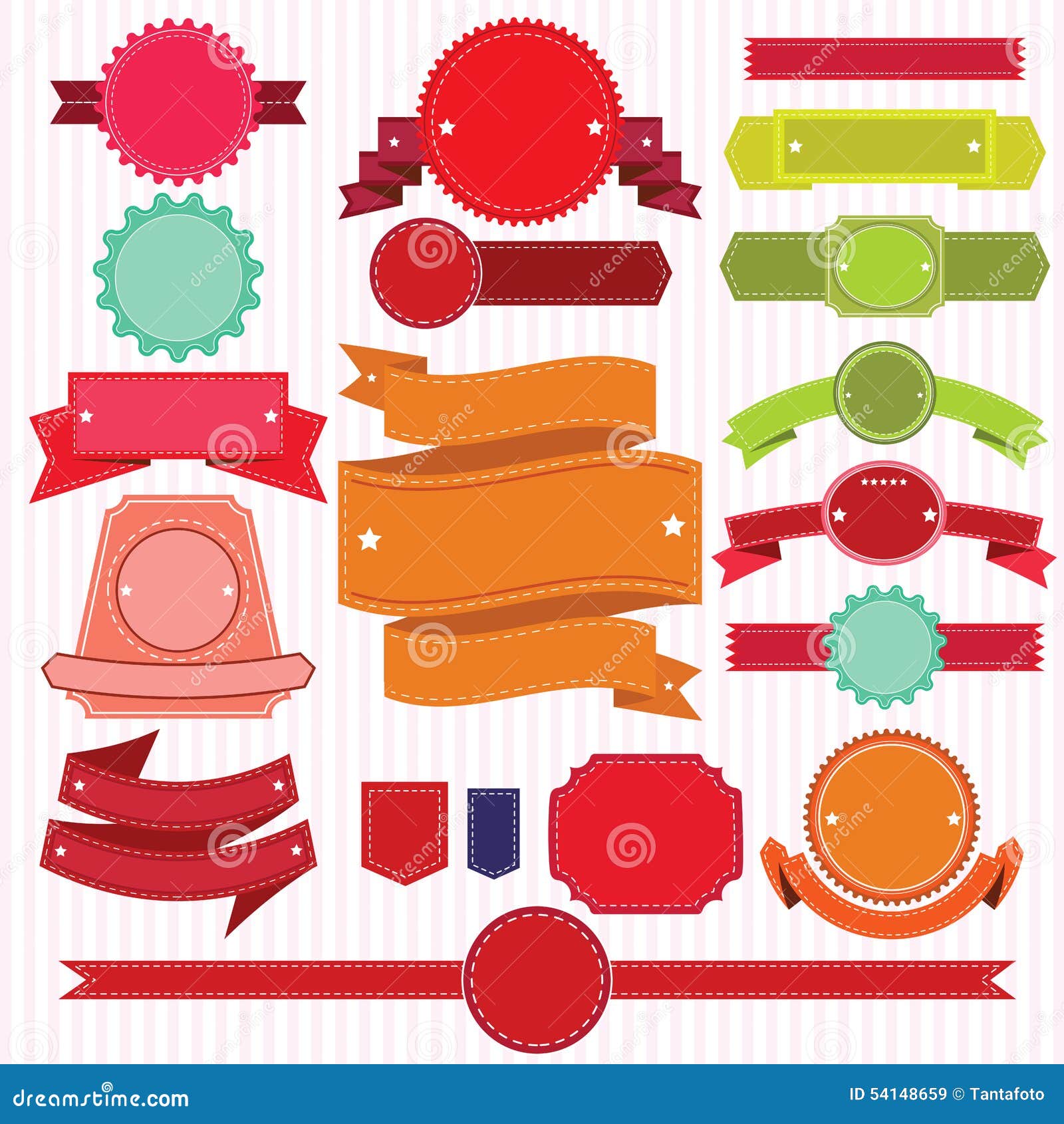 Ribbons and labels set 1 stock vector. Illustration of stamp - 54148659