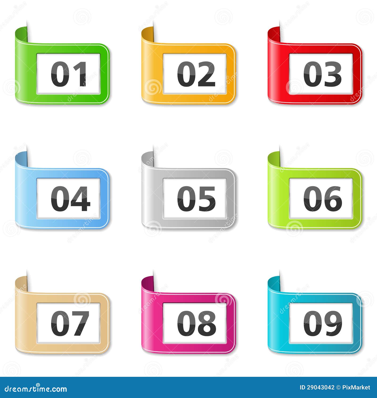 Ribbons with numbers stock vector. Illustration of green - 29043042