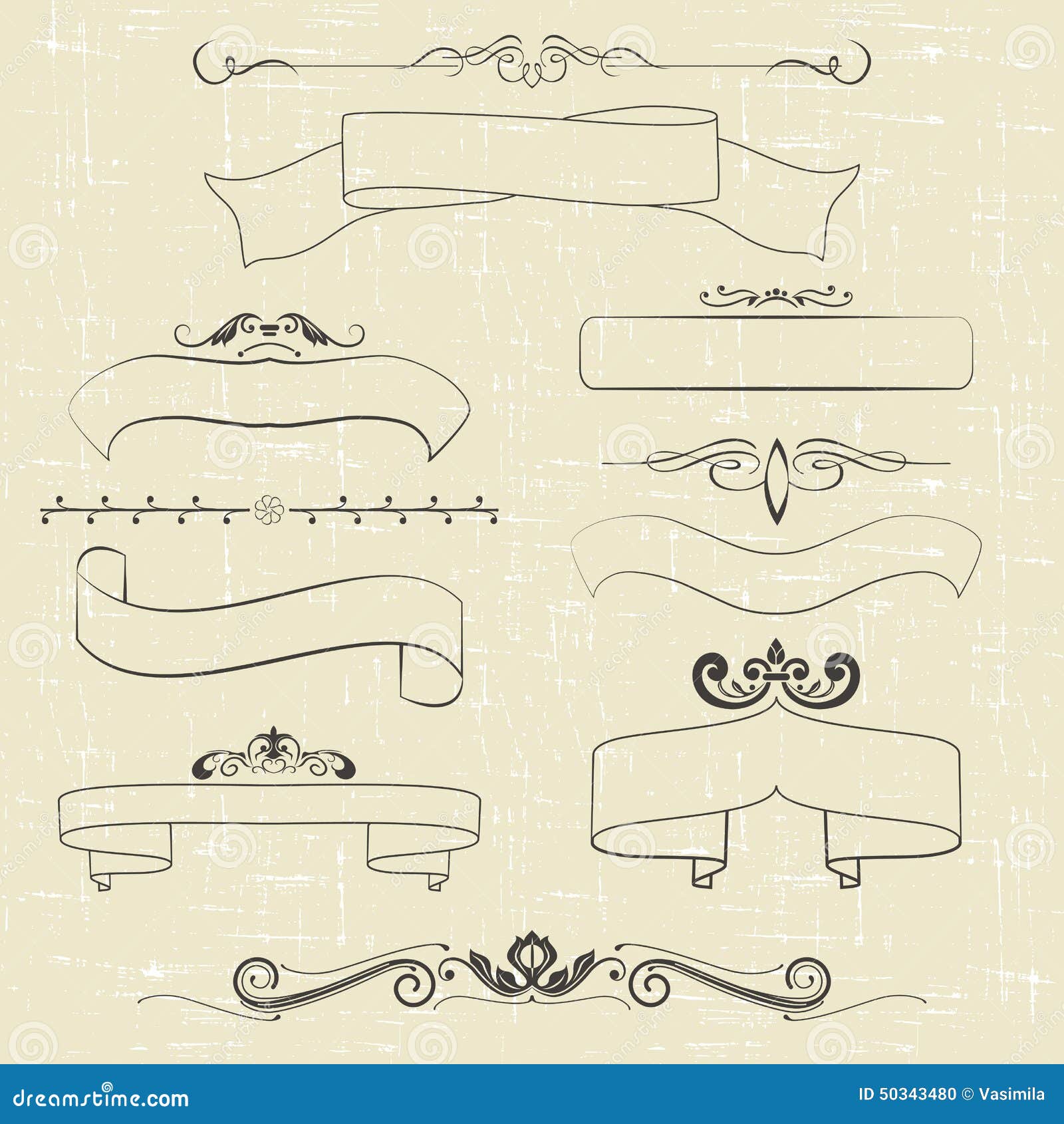 Ribbons and ornaments stock vector. Illustration of classical - 50343480